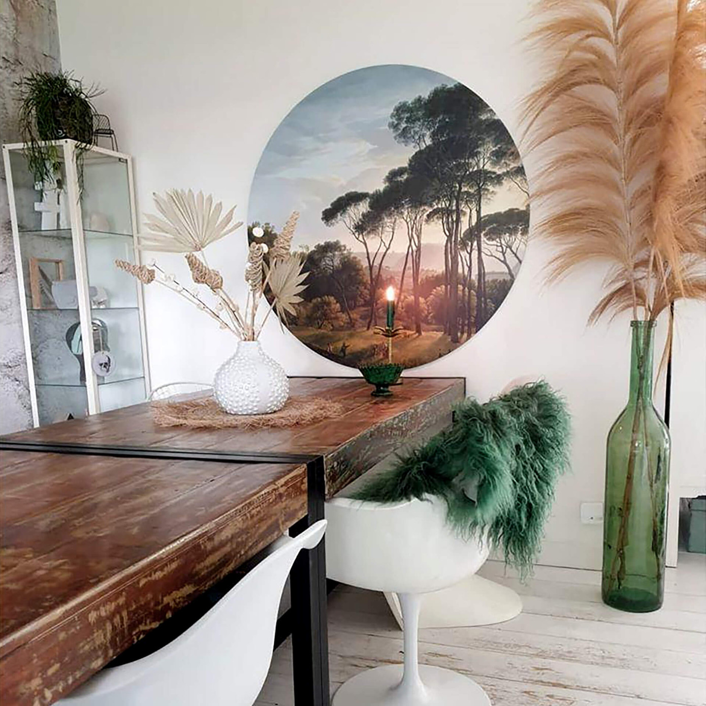 Wandcirkel Voogd - Italiaans Landschap met Parasoldennen | wall-art.nl