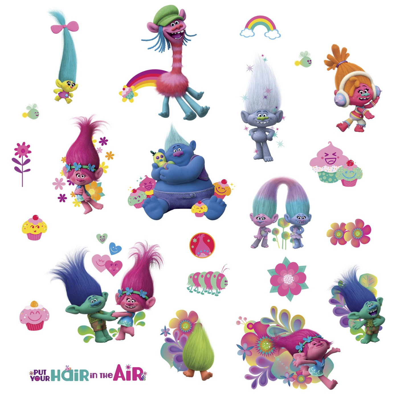 Wandsticker-Set Trolls mit Glitzer | wall-art.de