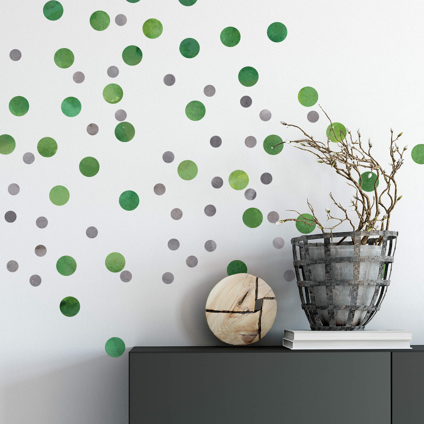 Muursticker set stippen - Groen (50 stickers) | wall-art.nl