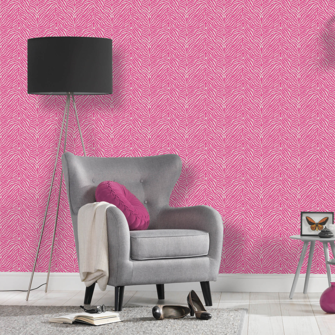 A.S. Création Vliestapete Trendwall Tapete im Zebra Print rosa, weiß ...