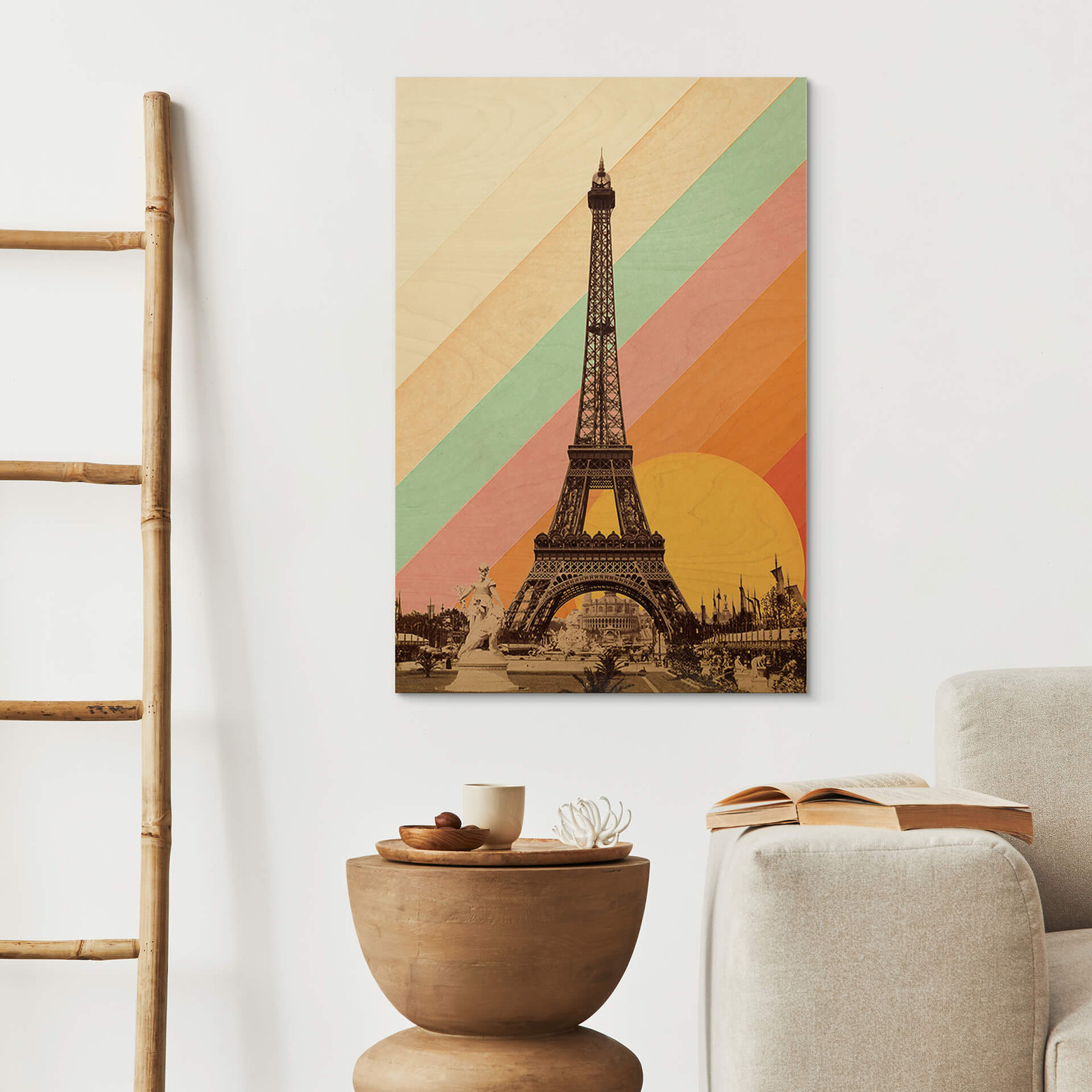 Houten Poster Bodart - Retro Eiffeltoren | wall-art.nl