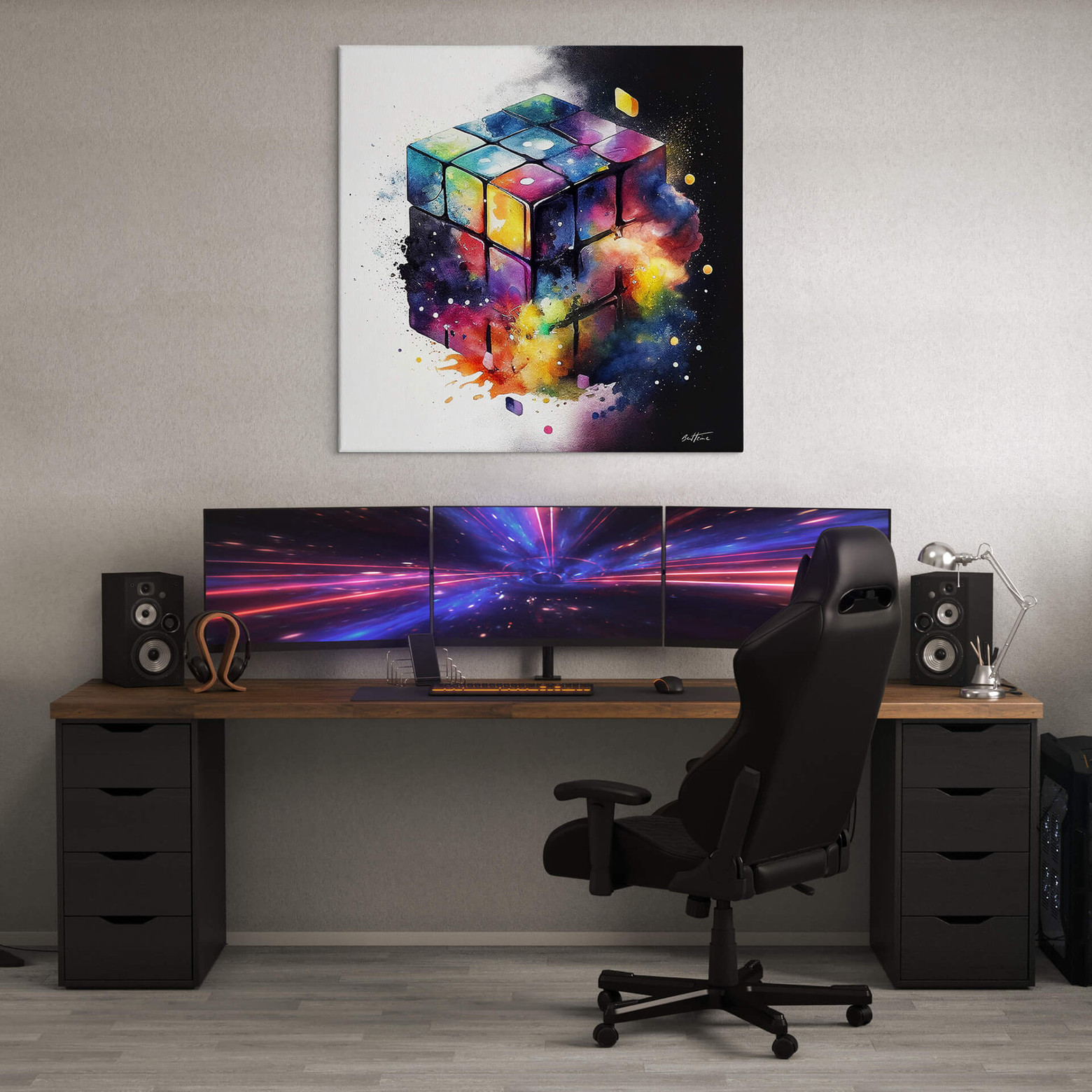 Tableau sur toile Heine - Magical Rubik's Cube | wall-art.fr