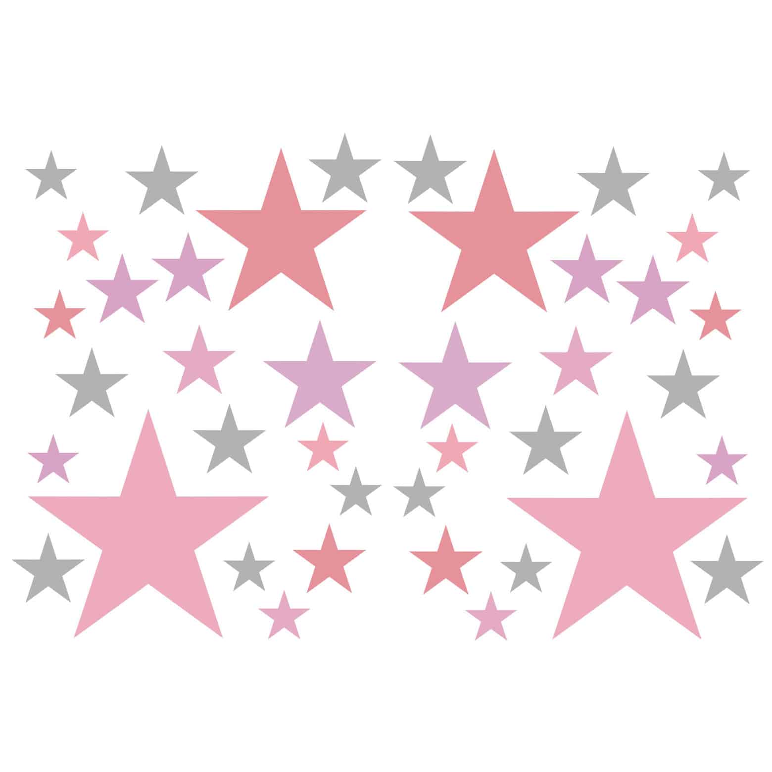 Wandtattoo Sterne Set - pastellrosa & grau - 42x30cm | wall-art.de