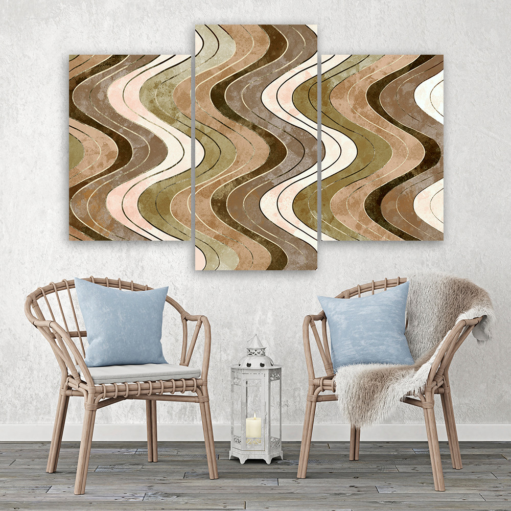 Leinwandbild 3 teilig, Vertikale wellige Linien | wall-art.de
