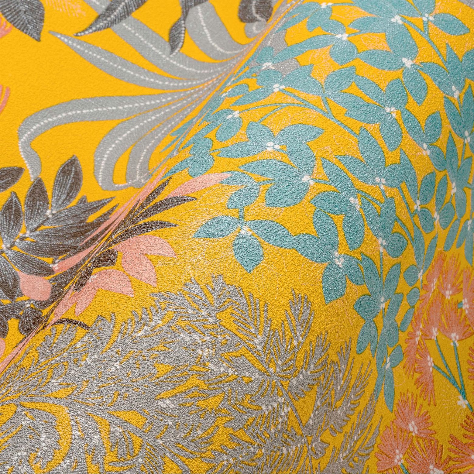 Jungle behang geel, zwart - vliesbehang bladeren planten moderne stijl ...