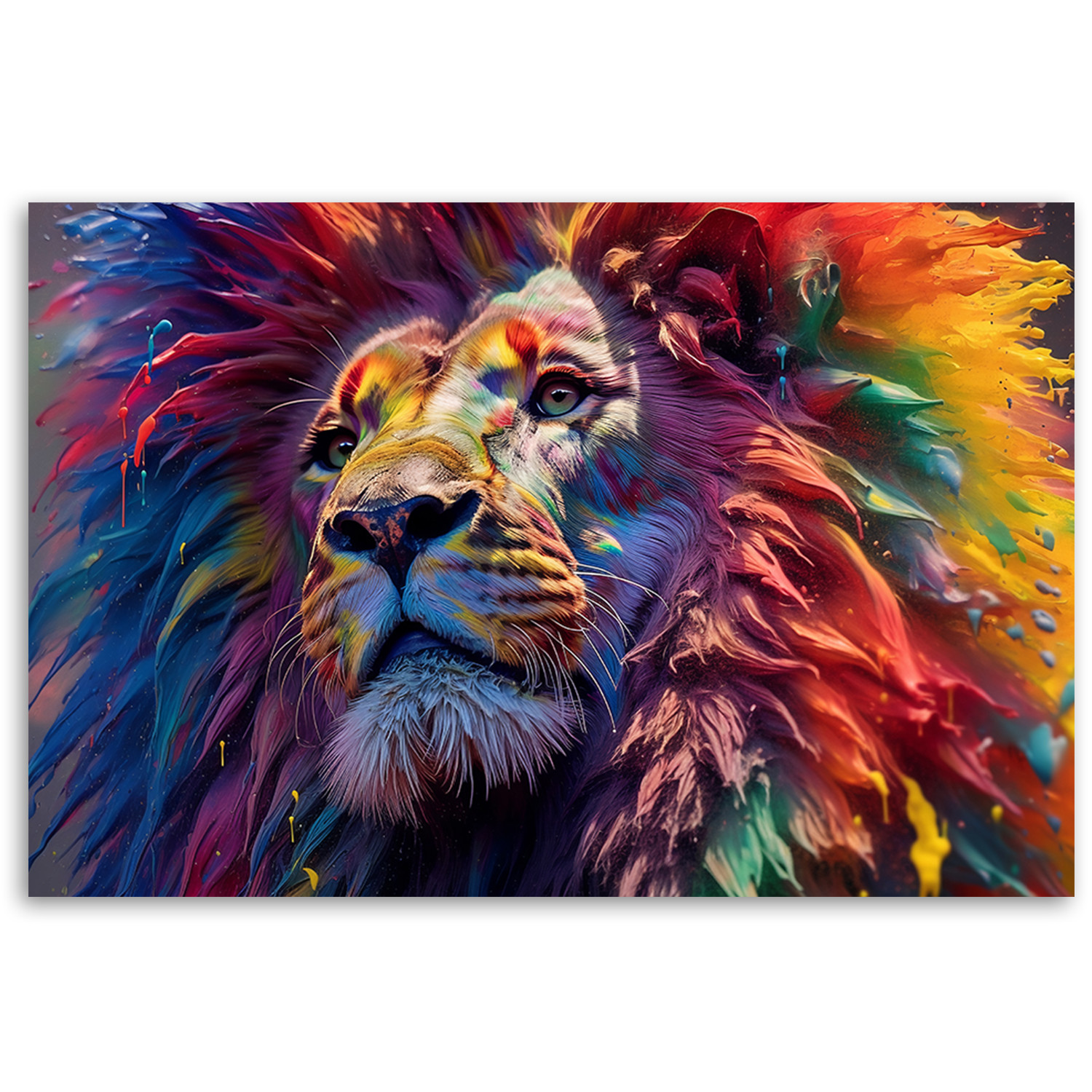 Toile Art Neon Lion Africa AI | wall-art.fr