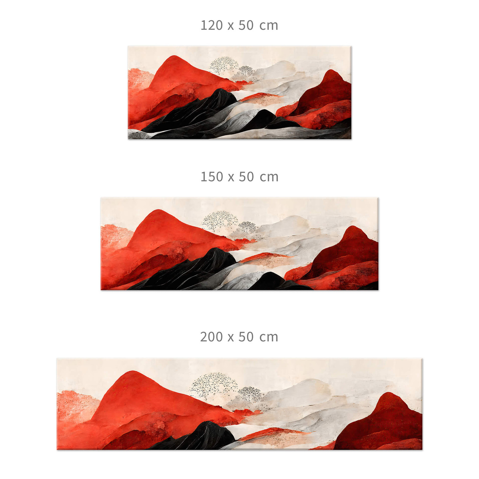 Küchenrückwand Treechild - Rote Berge im Japandi Stil | wall-art.de