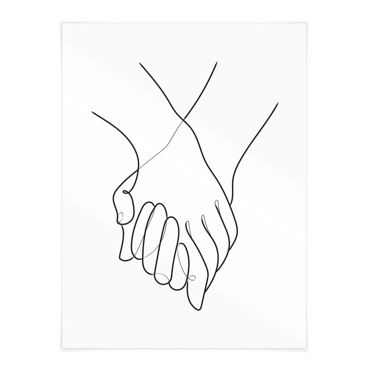 Poster 1X Studio - Line Art Hand in Hand | wall-art.de
