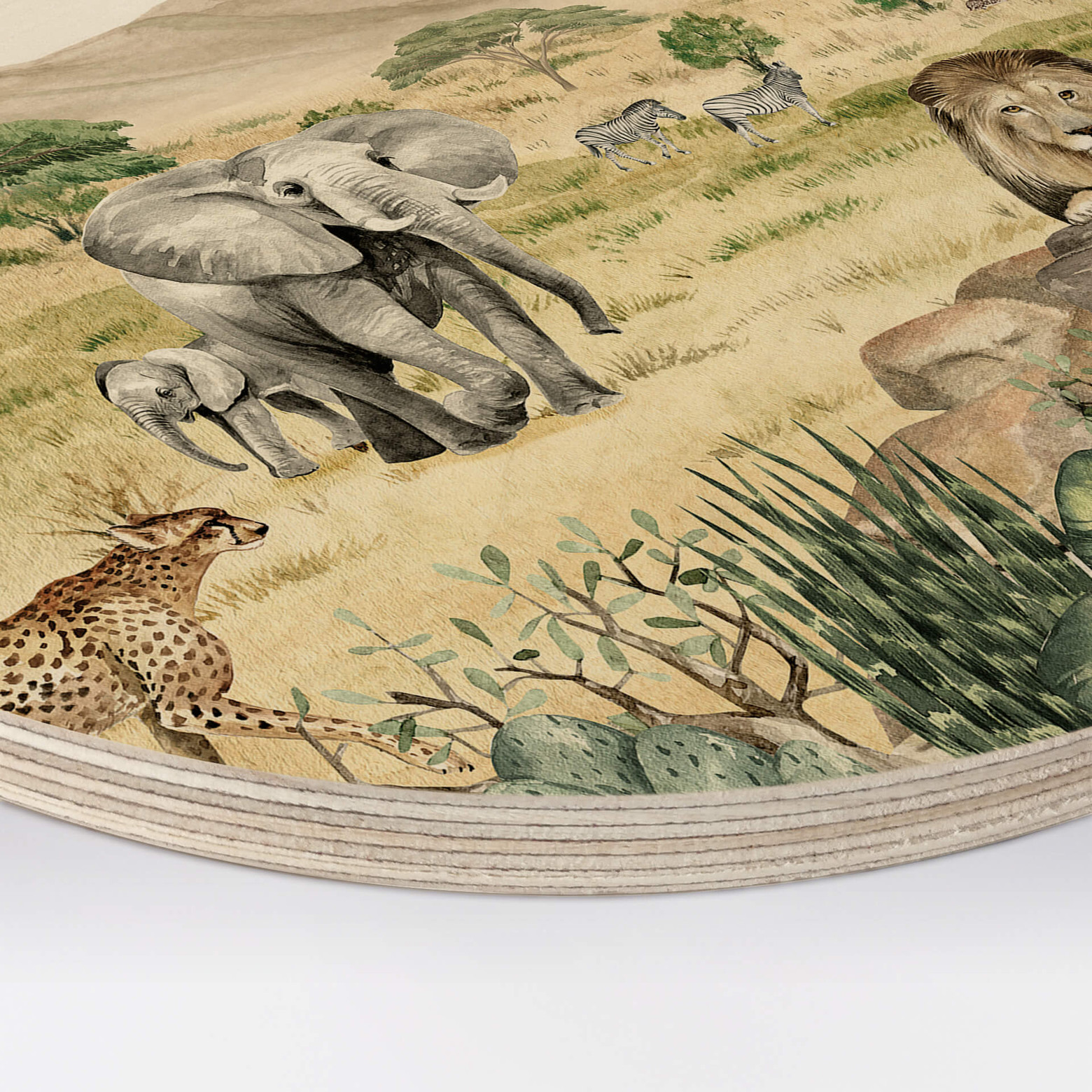 Holzbild Kikki Belle - Die Savanne - Rund | wall-art.de