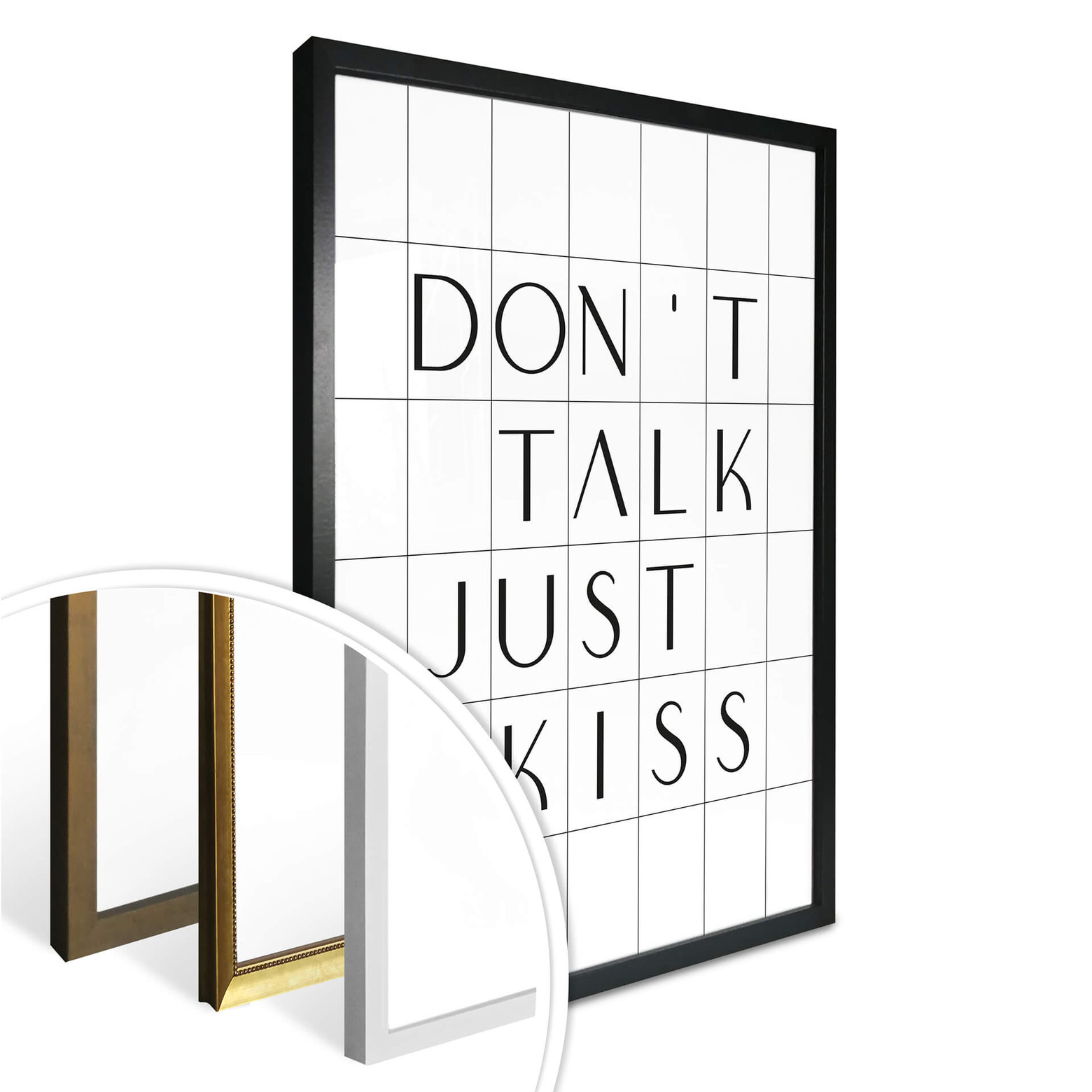 Poster mit Raster - Don't talk just kiss | wall-art.de