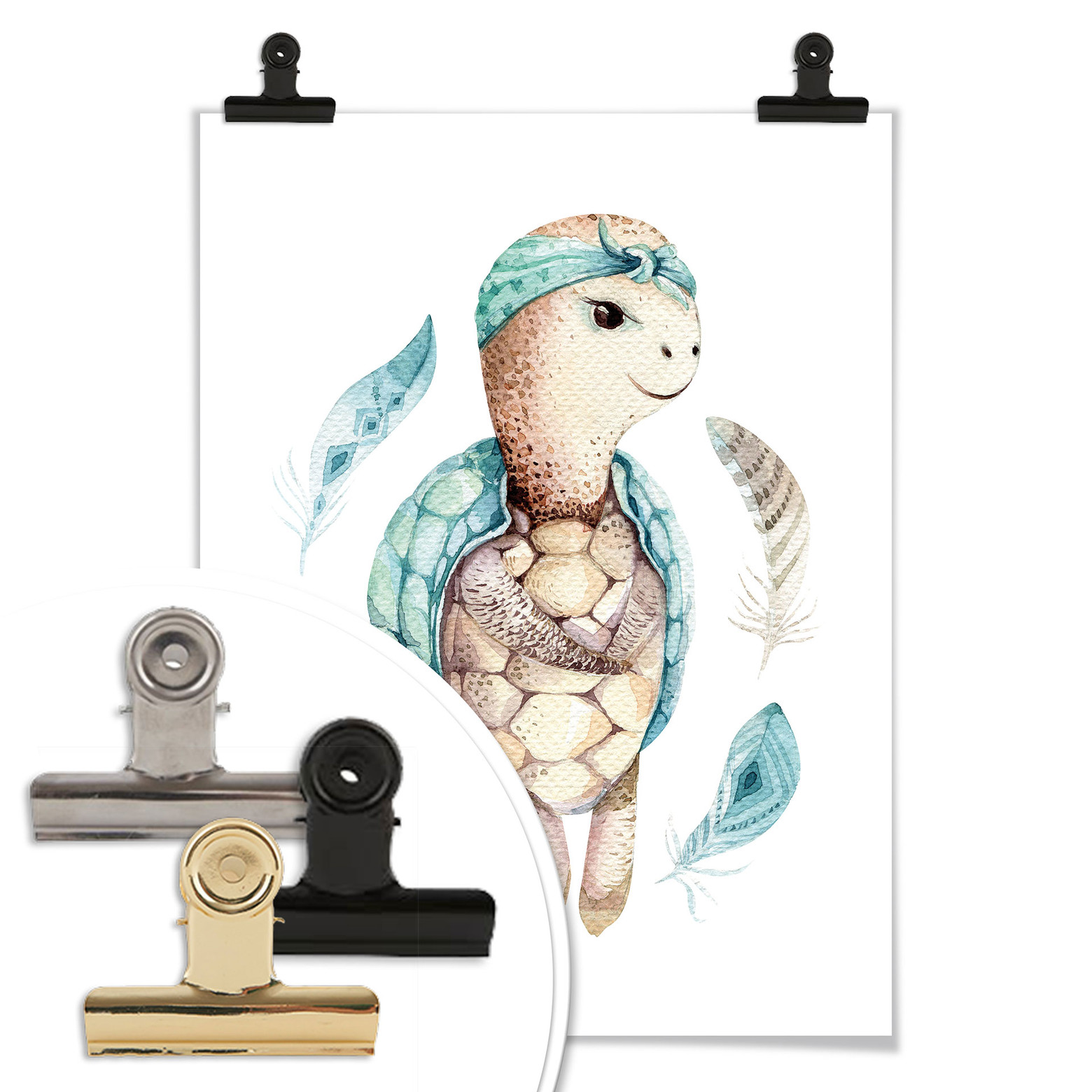 Poster Kvilis – Mevrouw Schildpad | wall-art.nl