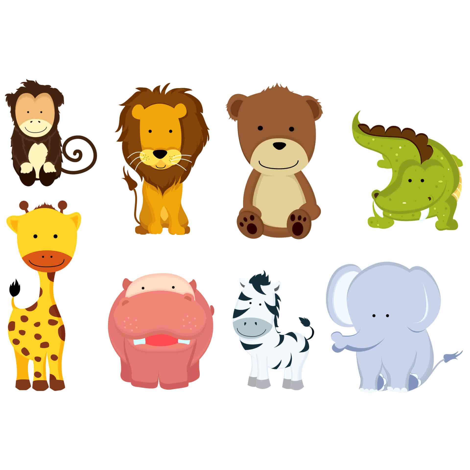 Wandtattoo Kinder Tierpark - lustige Zootiere als Sticker-Set | wall-art.de