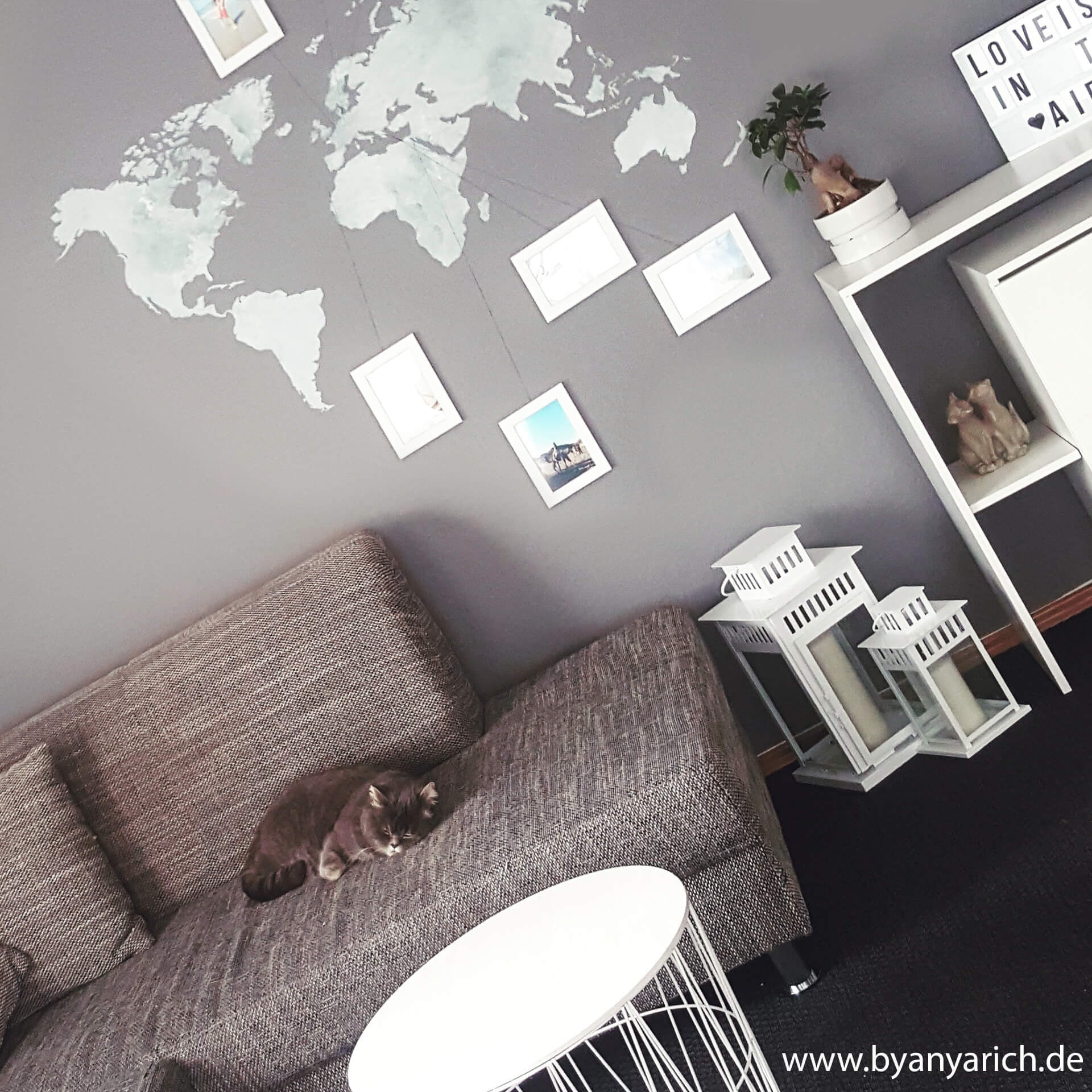 Sticker mural - Aquarelle mappemonde (gris) | wall-art.fr