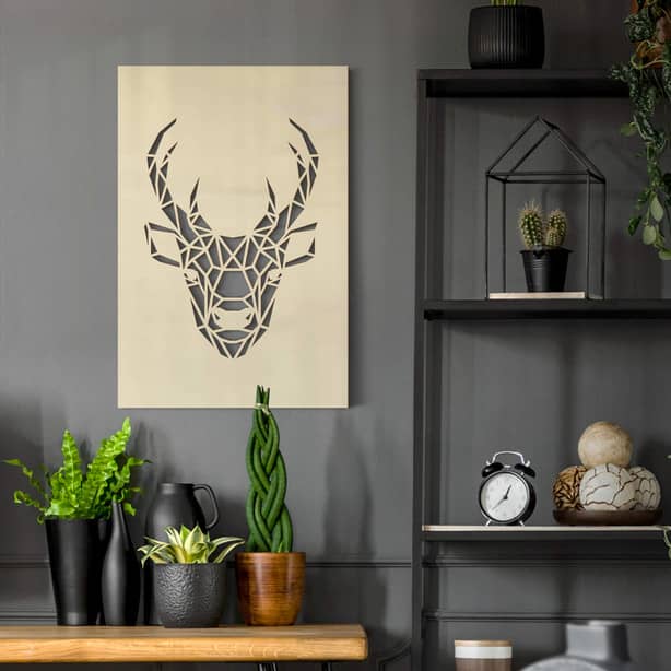 MDF - Holzdeko - Origami Hirschkopf | wall-art.de