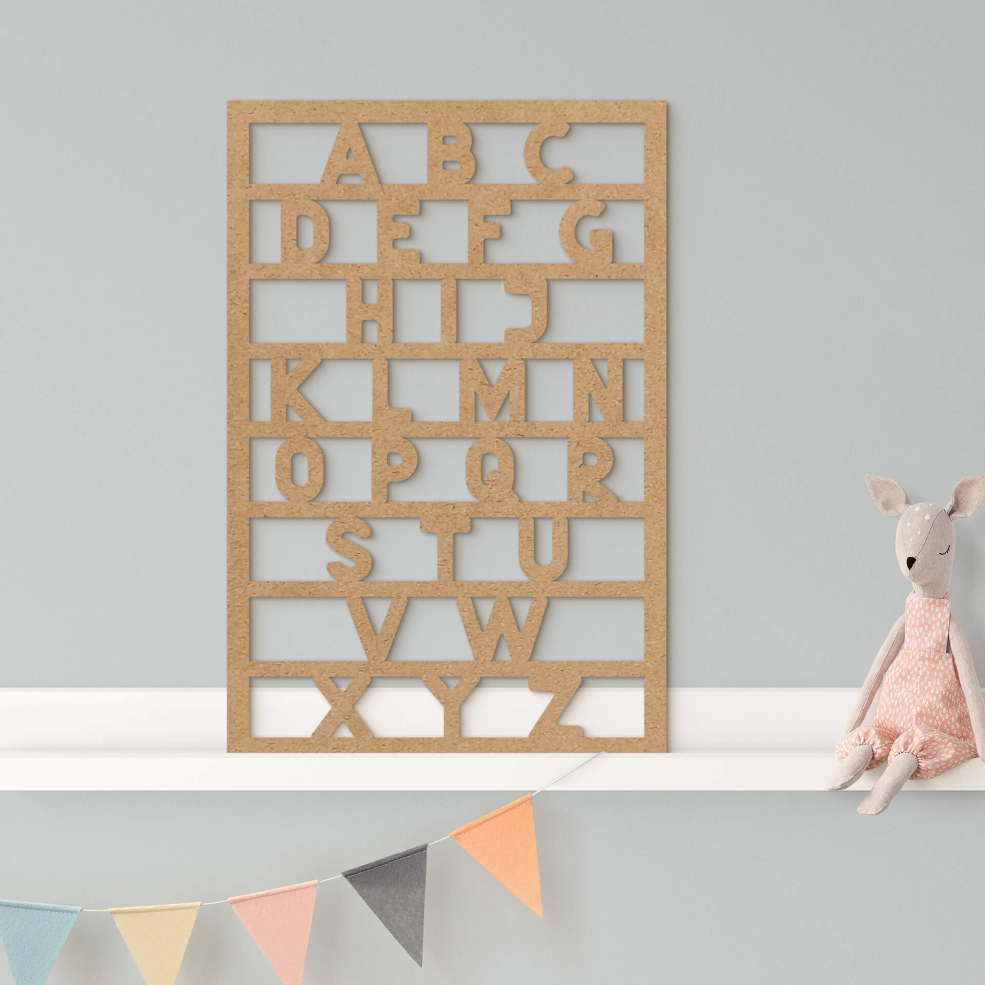 Holzdeko Alphabet ABC - MDF Natur | wall-art.de
