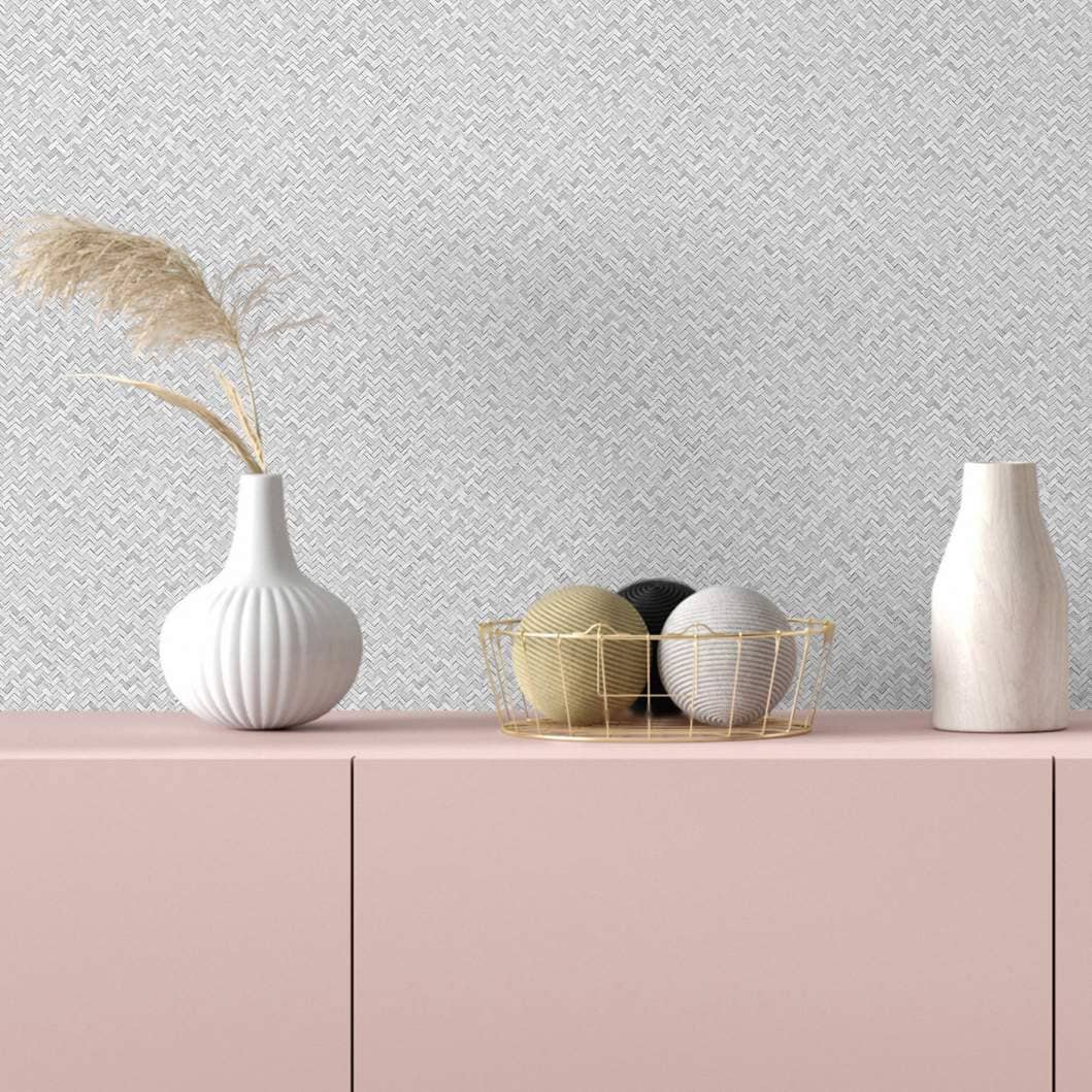 grafisk tapet, non-woven tapet Flora grå | wall-art.dk