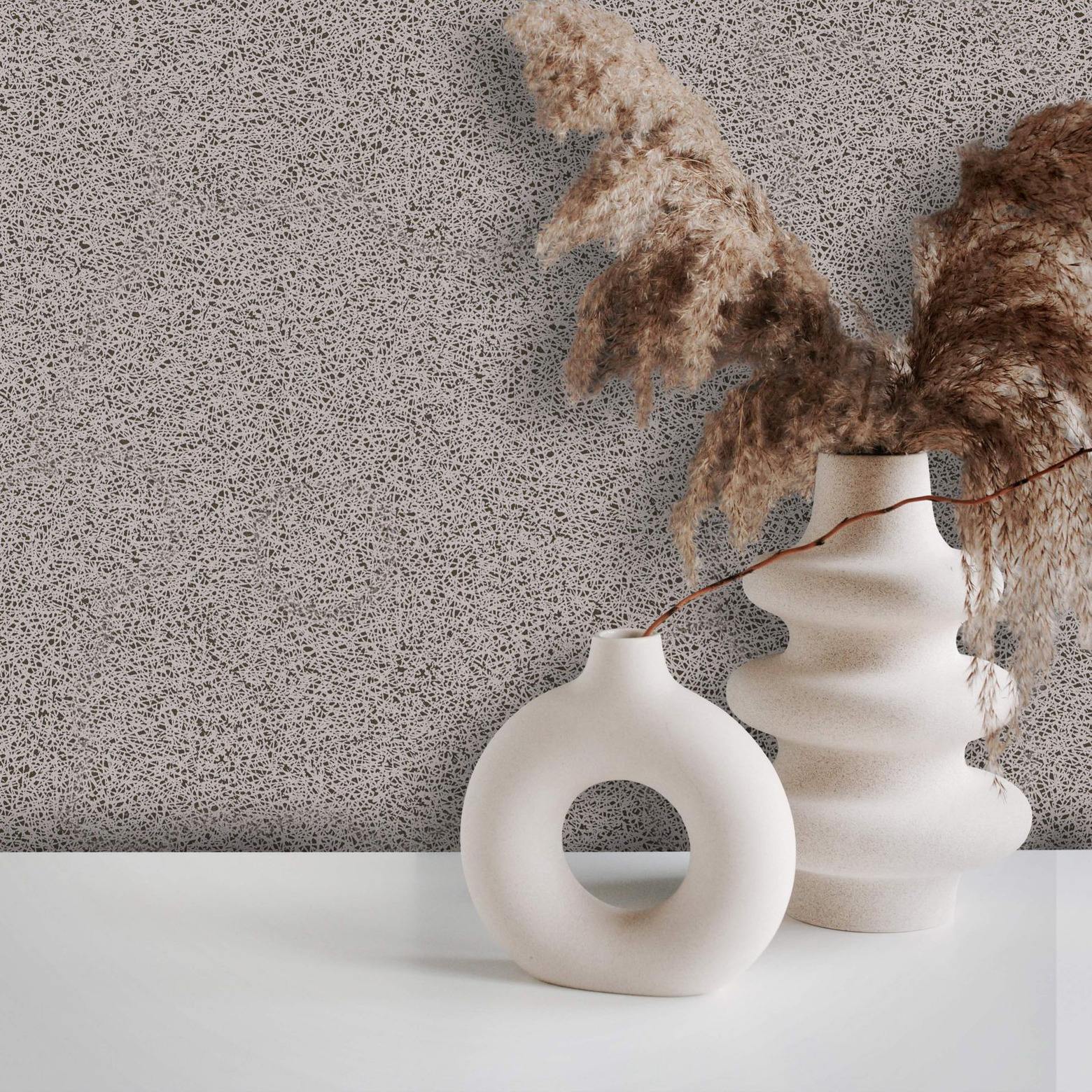 Plain wallpaper, non-woven wallcovering Novamur Yvi greige, platinum | wall-art.com