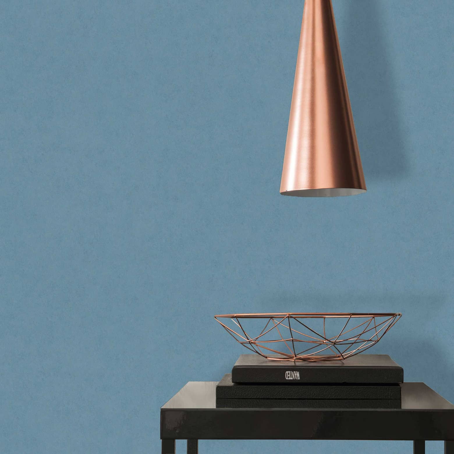 Mat blå ensfarvet tapet - moderne non-woven tapet - tapet med glat ...