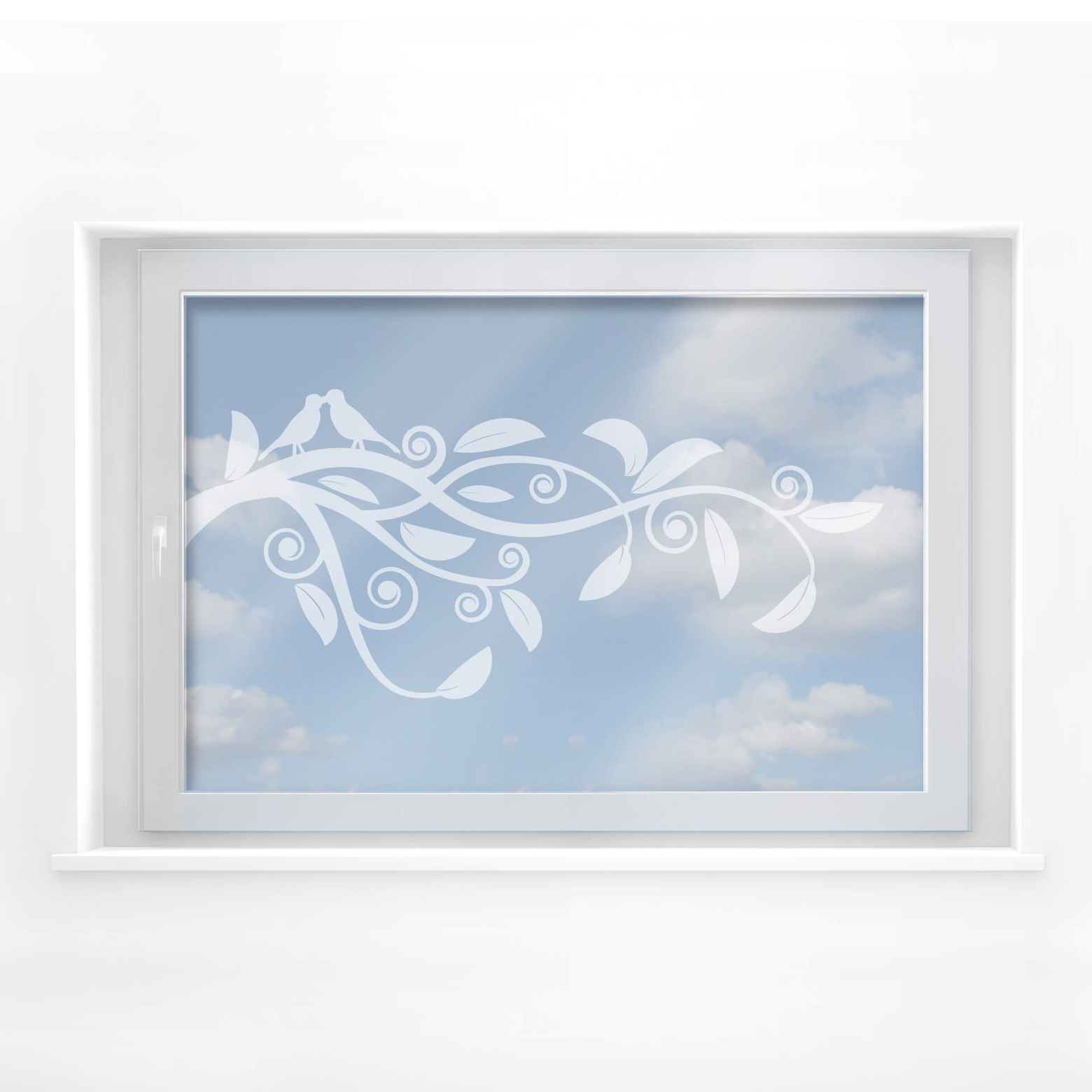 Melkglas Sticker Vogels op Tak | wall-art.nl