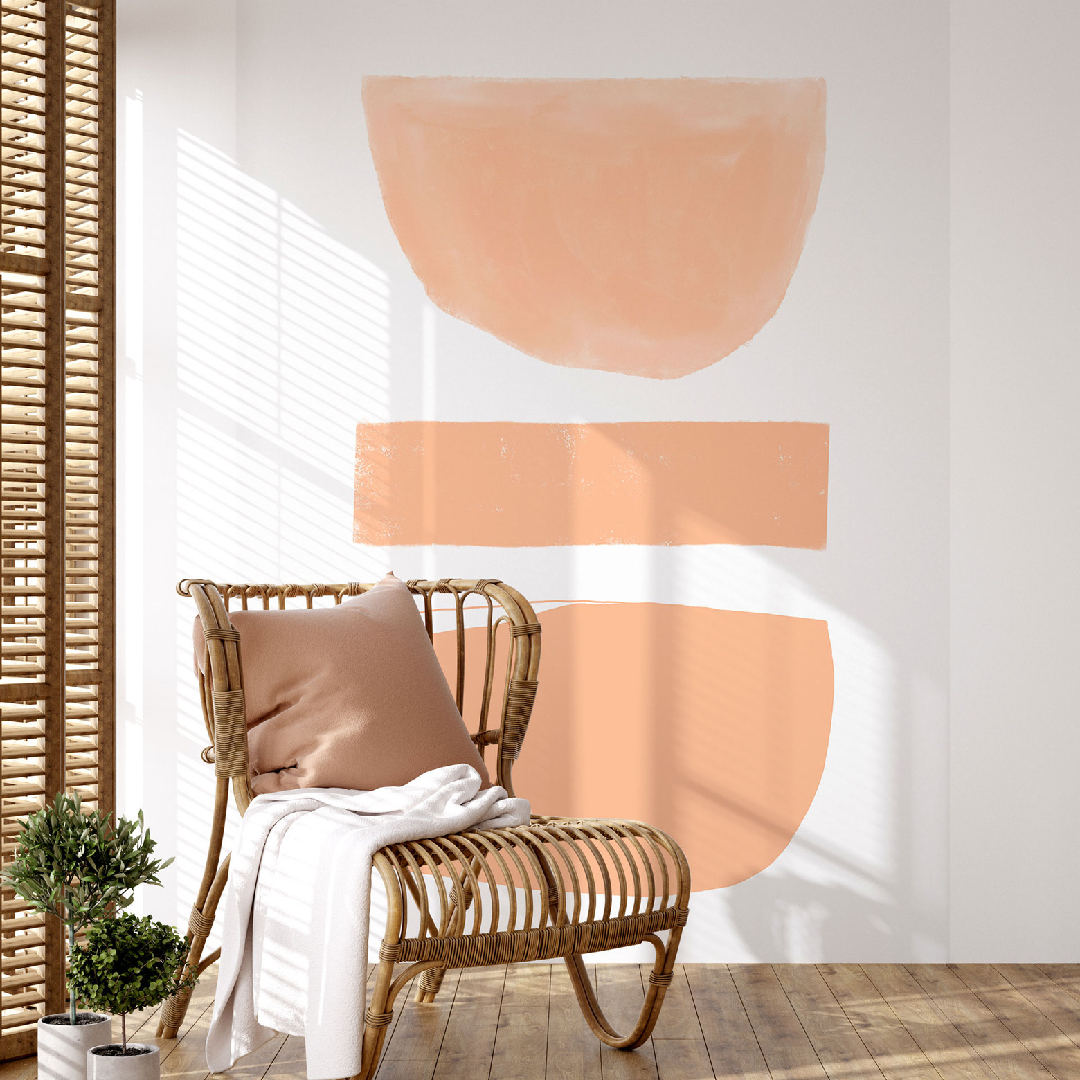 Fotobehang Abstracte vormen in peach kleur - uplusmestudio | wall-art.nl