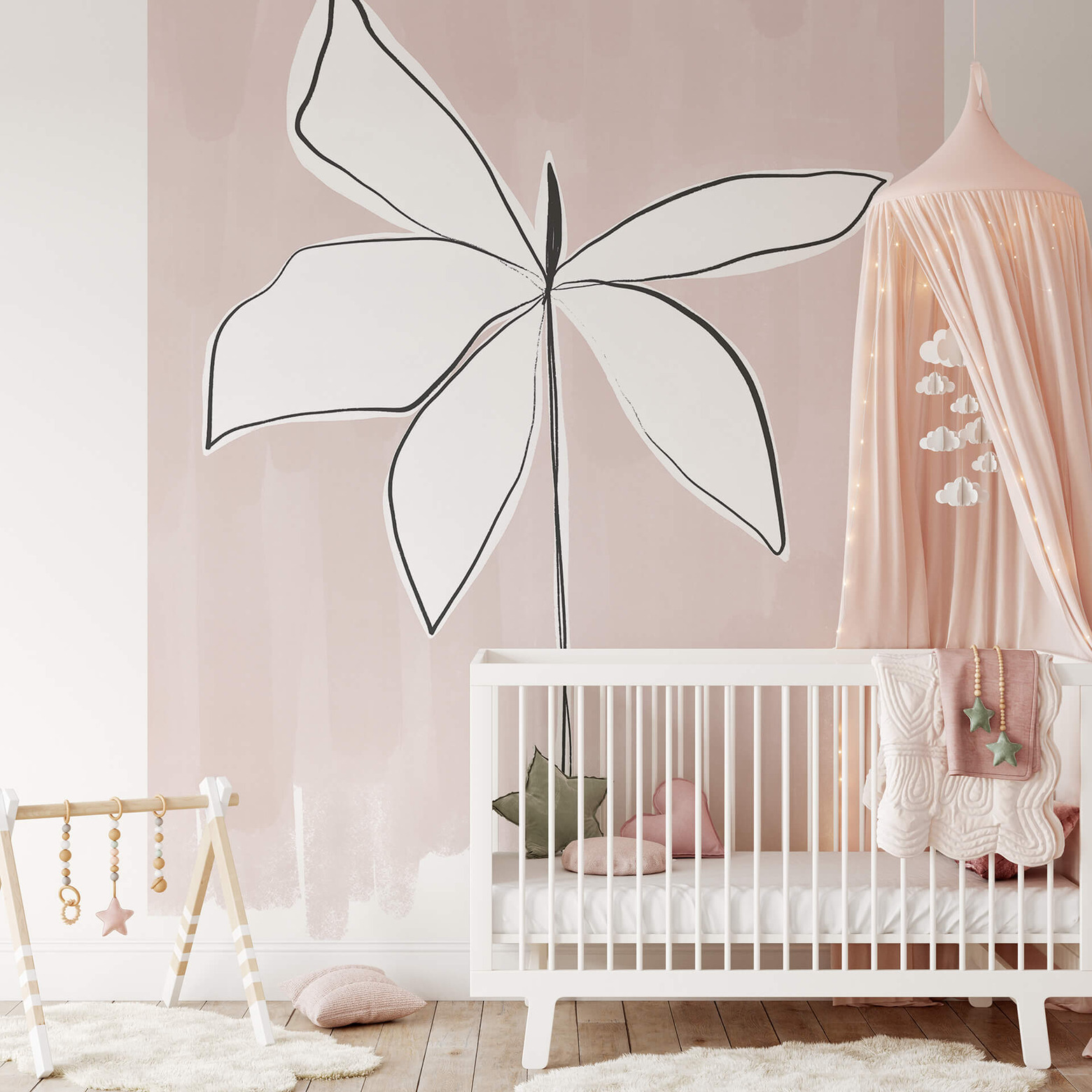 Fototapete uplusmestudio - Line Art - Das verlorene Blütenblatt | wall-art.de