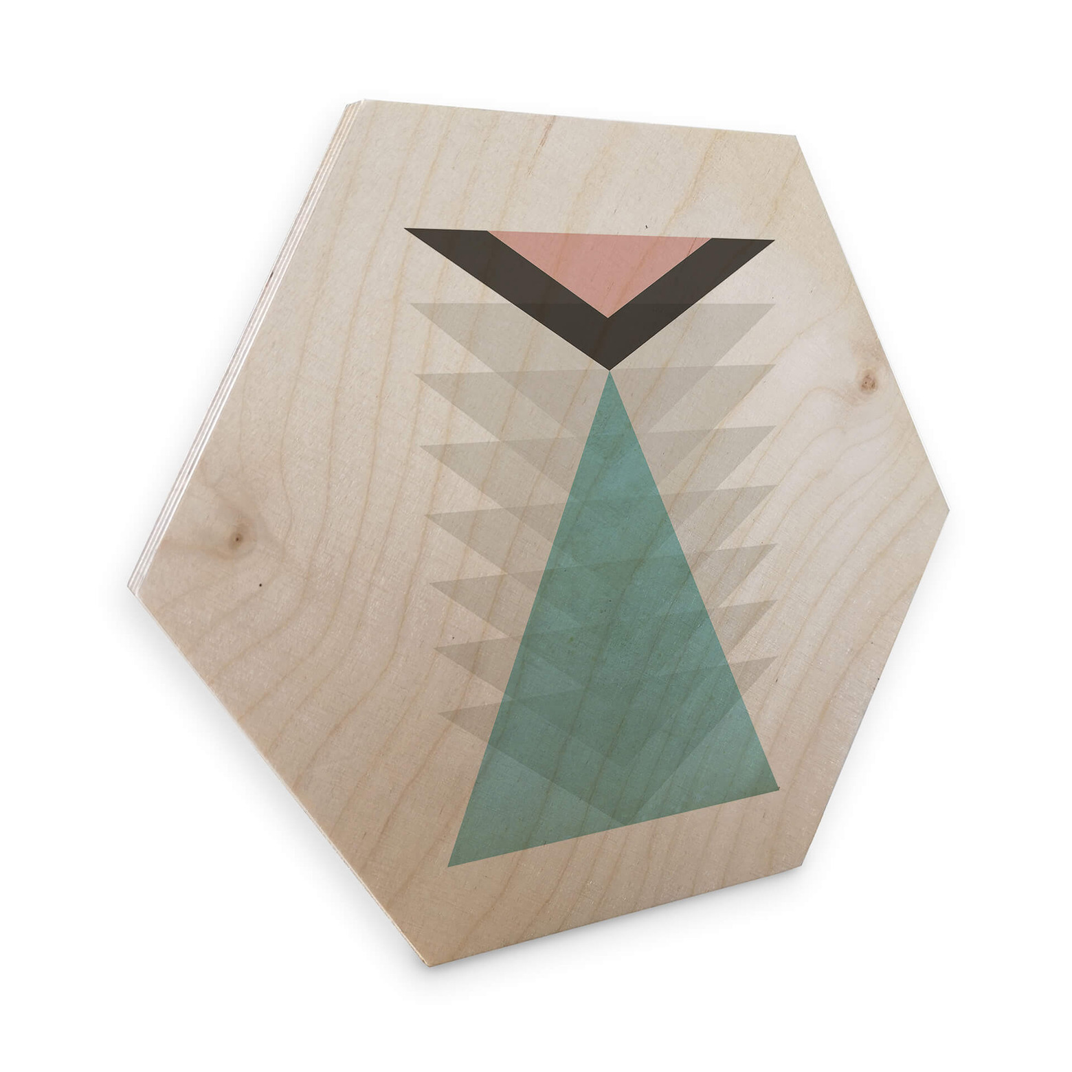 Hexagone - Placage bois de bouleau - Nouveauprints - Totem aqua & pink ...