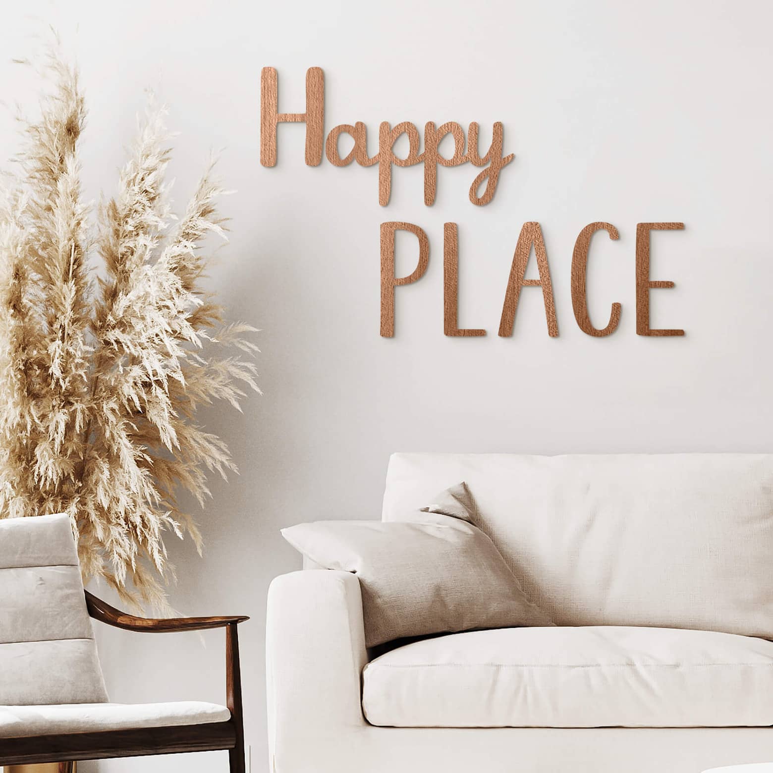 Decoro in legno Happy Place | wall-art.it