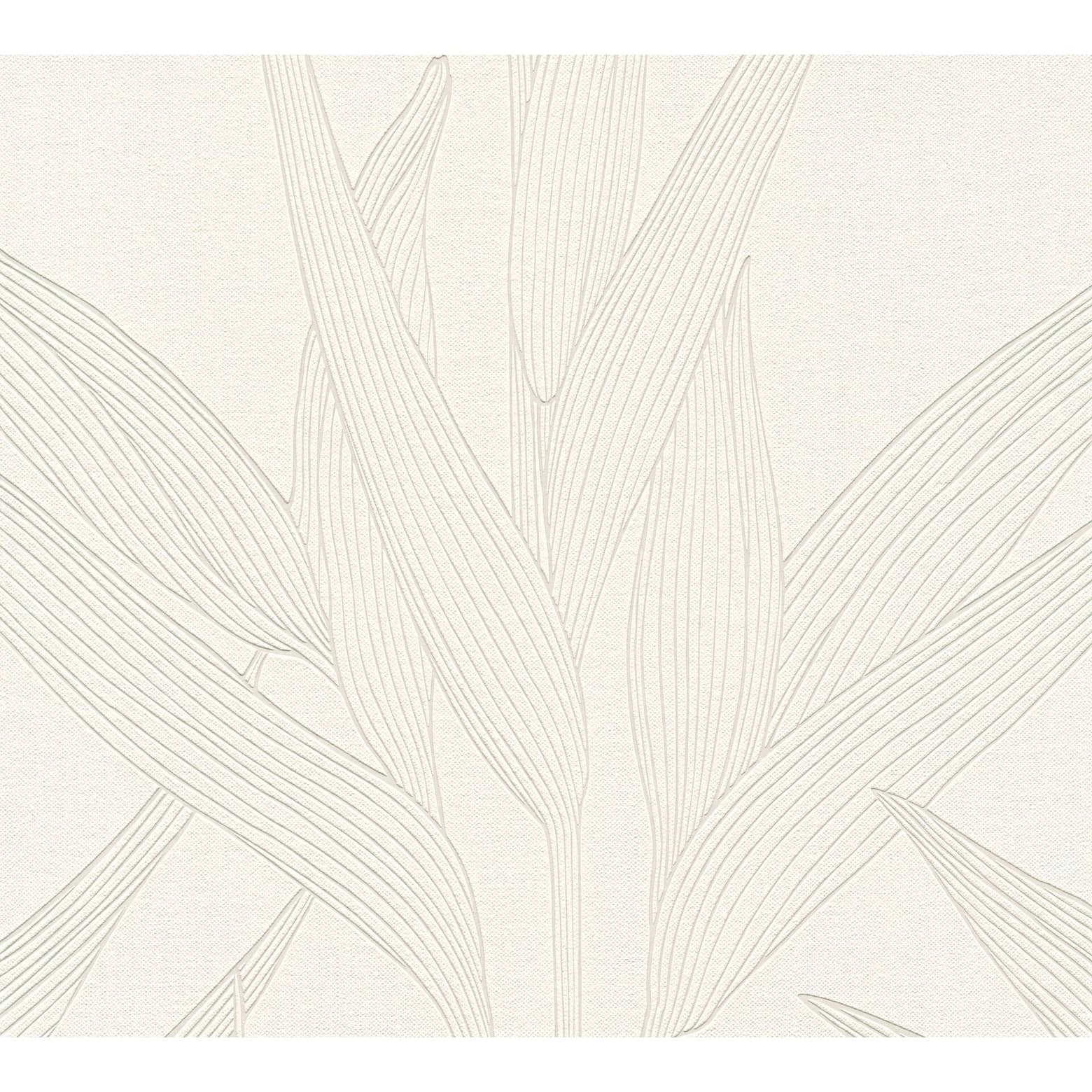Hygge papier peint floral beige et blanc avec motif de feuilles papier ...