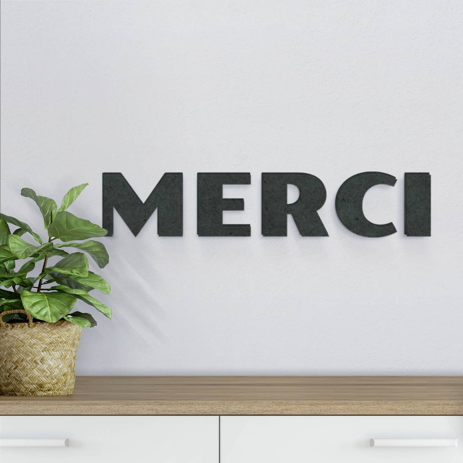 Scritta in MDF - Merci | wall-art.it