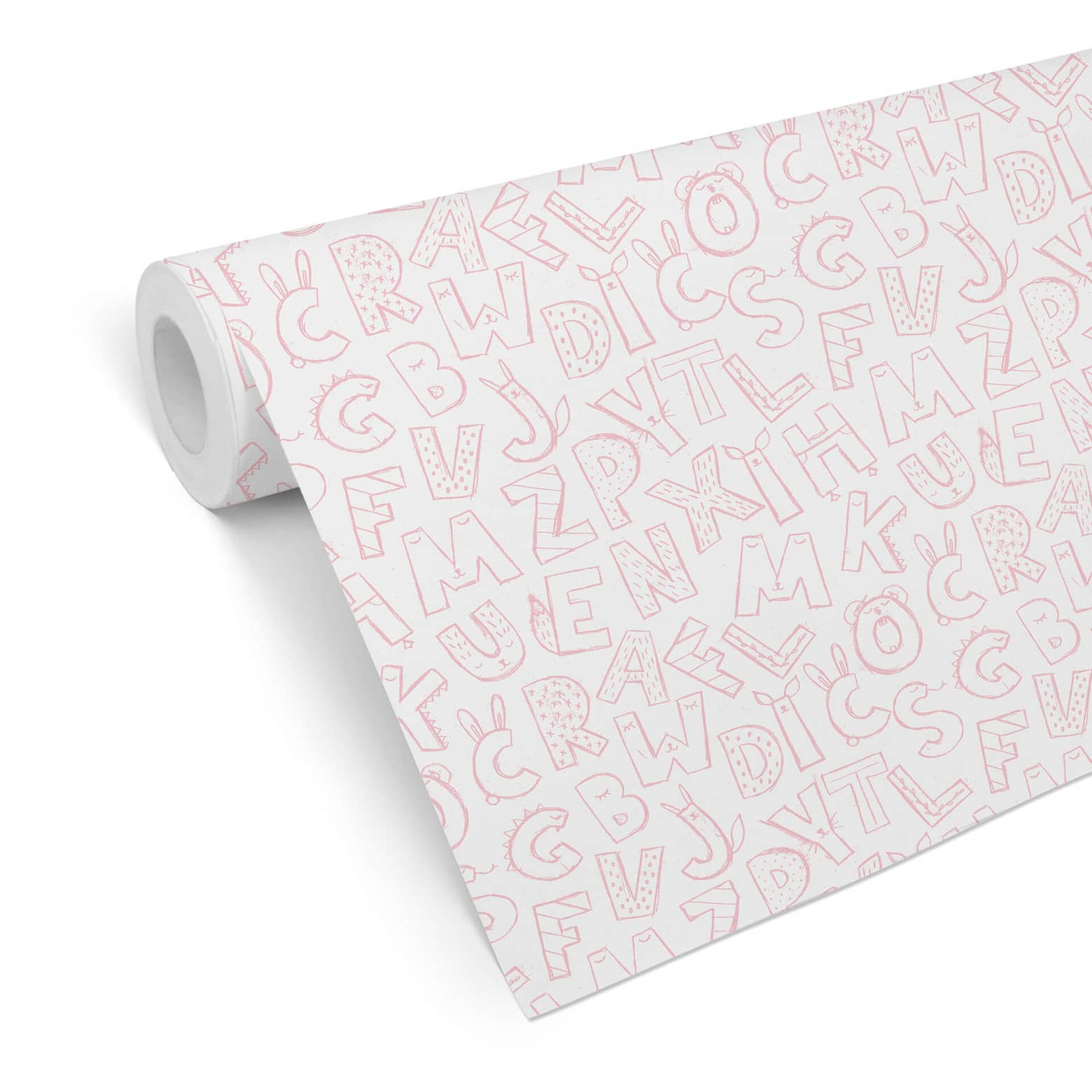 Mustertapete - Kinderalphabet - rosa | wall-art.de