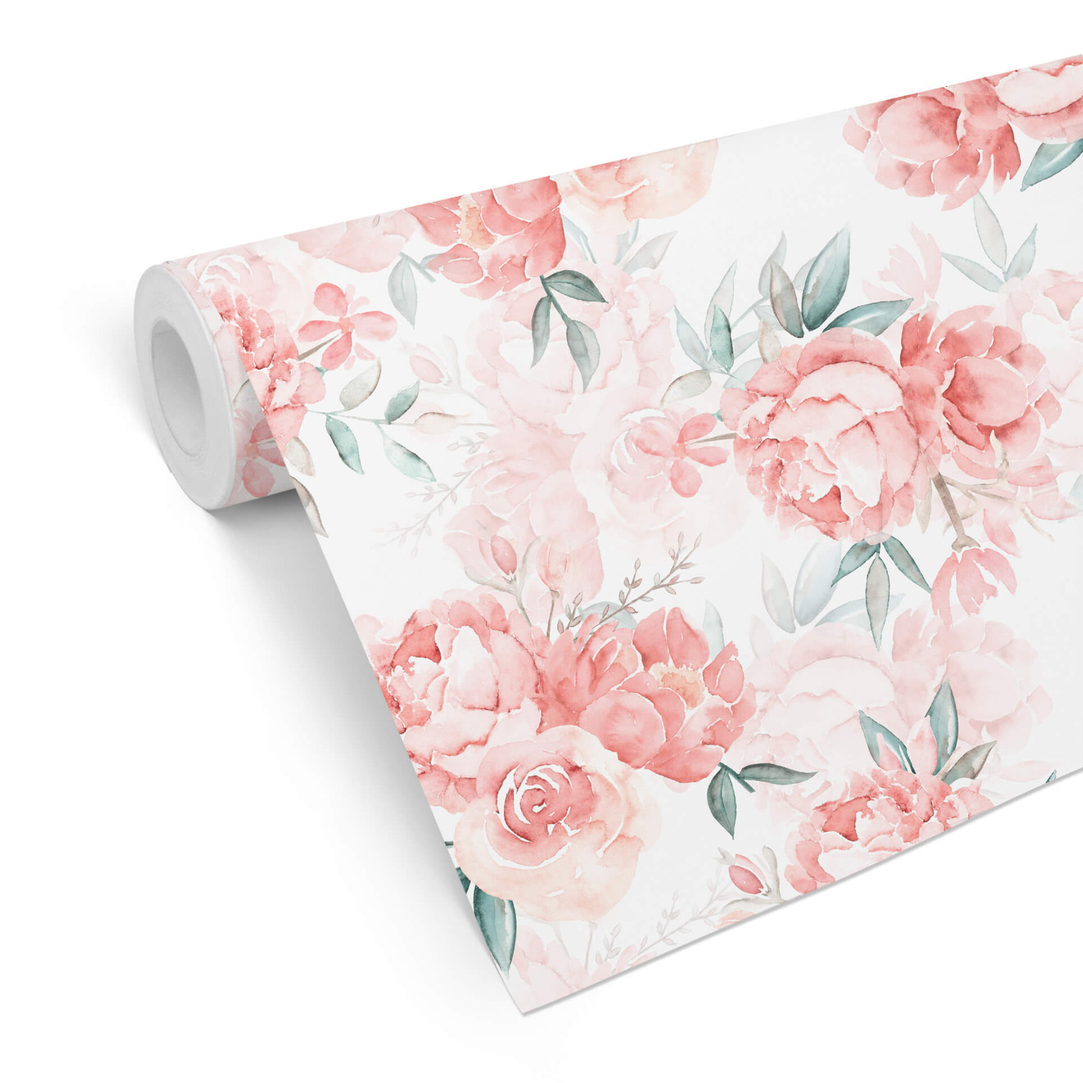 Mustertapete UN Designs - Zarte Rosa Aquarell Blumen | wall-art.de
