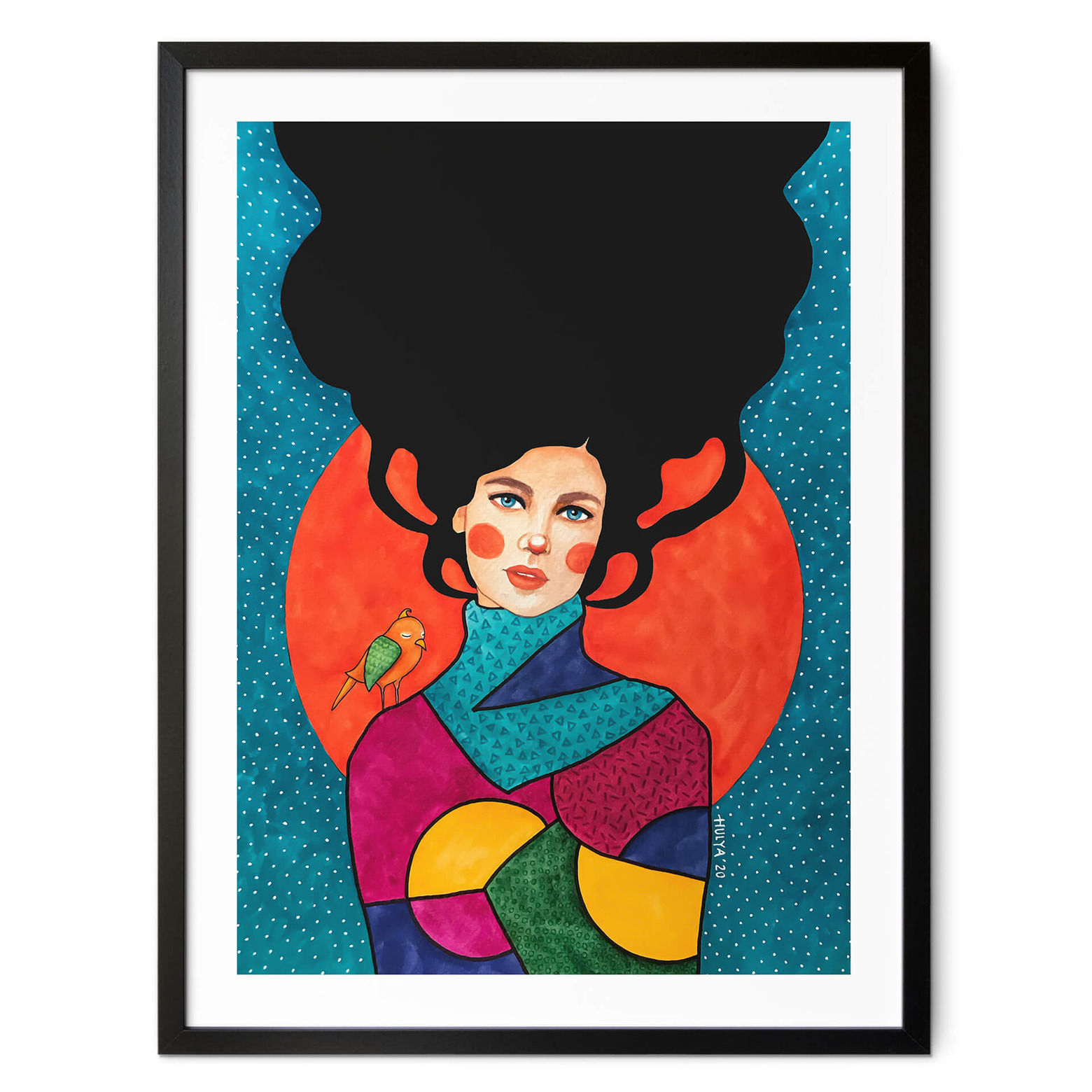 Poster Frau vor rotem Mond - Hülya | wall-art.de