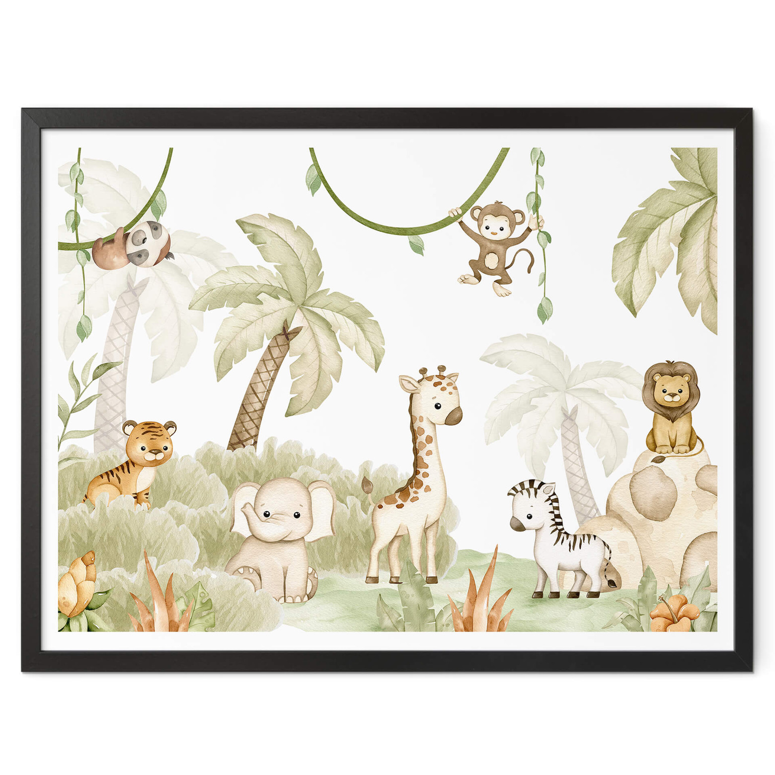 Poster Oliver Robins - Animals and Palm Trees | wall-art.com