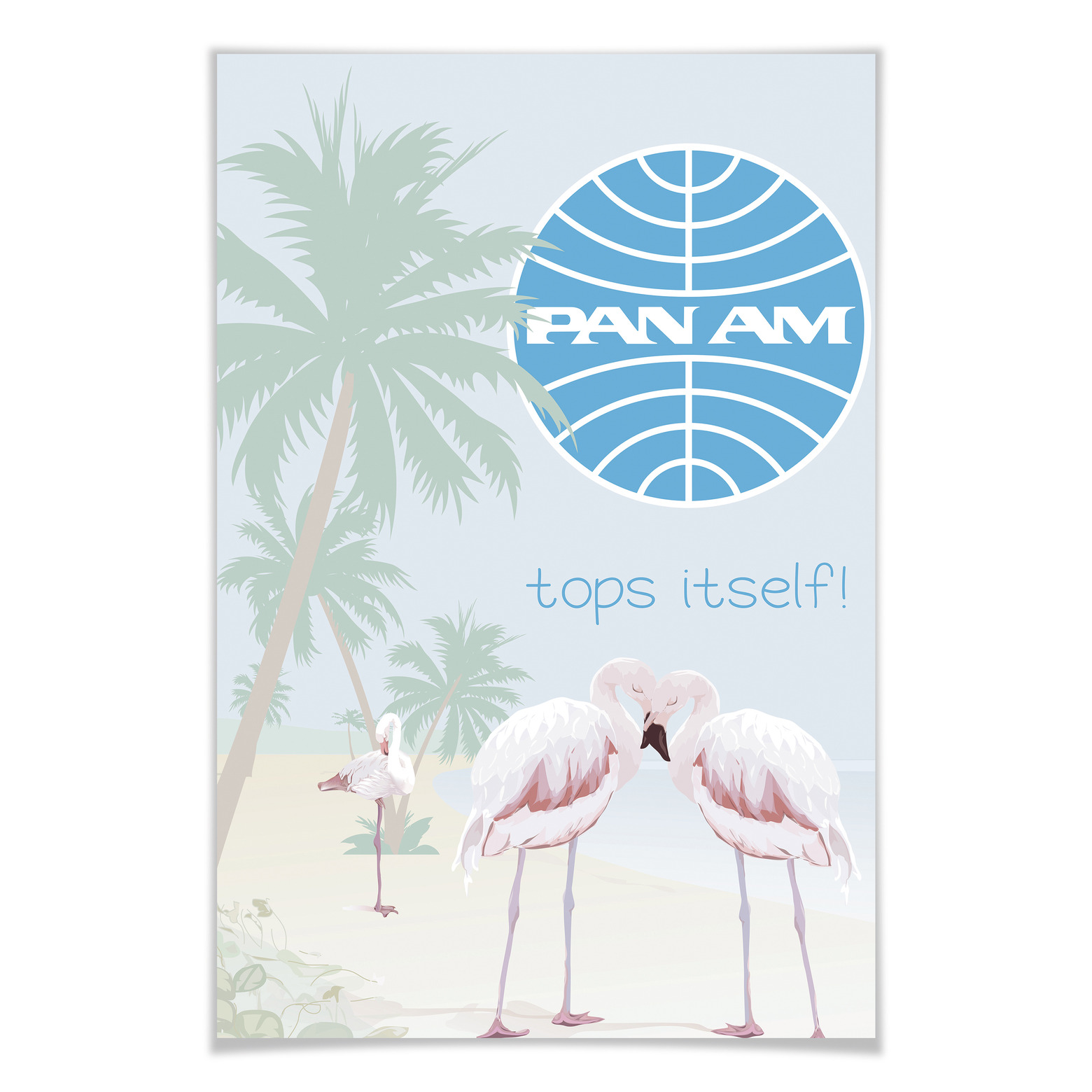 Affiche PAN AM - Flamant rose | wall-art.fr