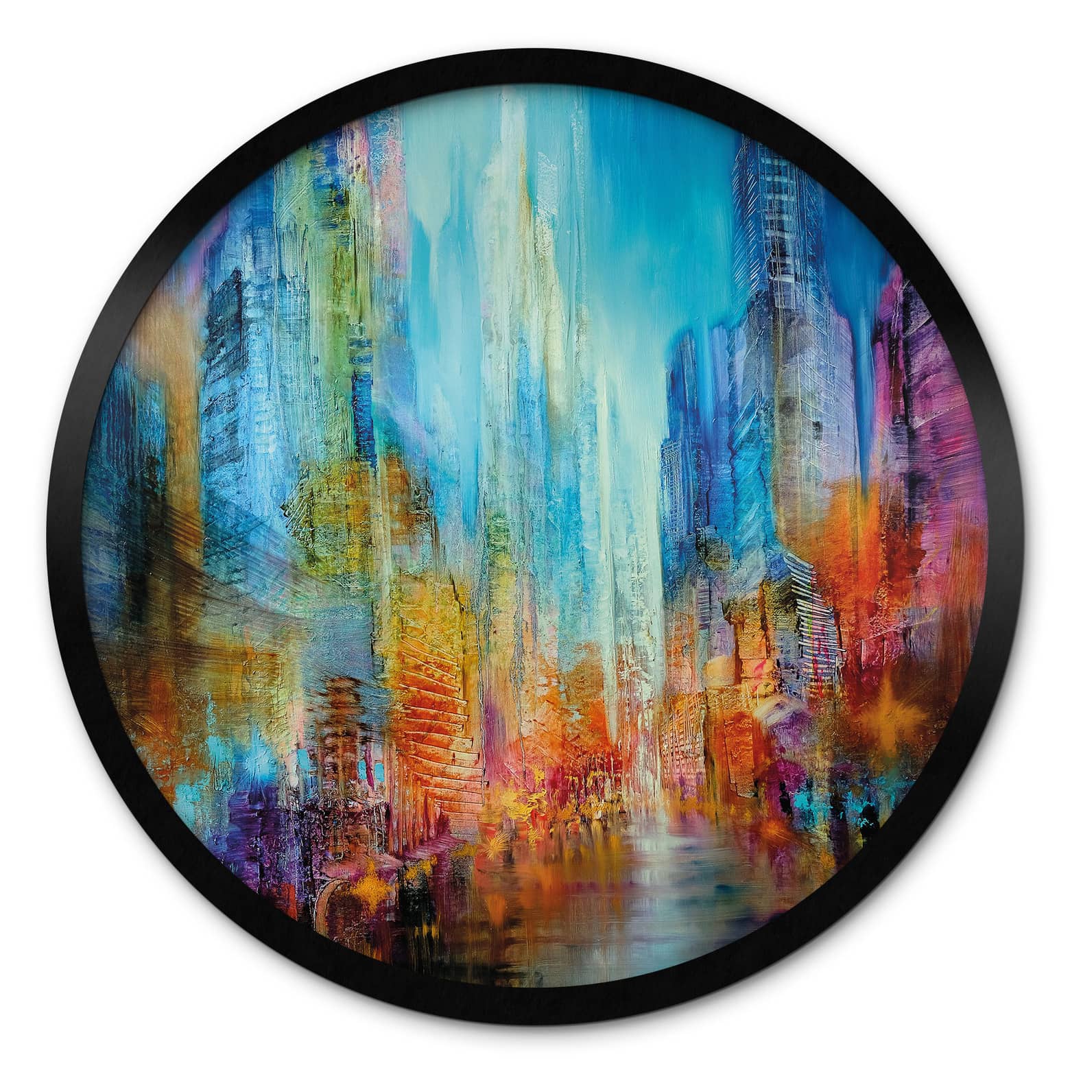 Poster Abstrakte Großstadt - Rund - Schmucker | wall-art.de