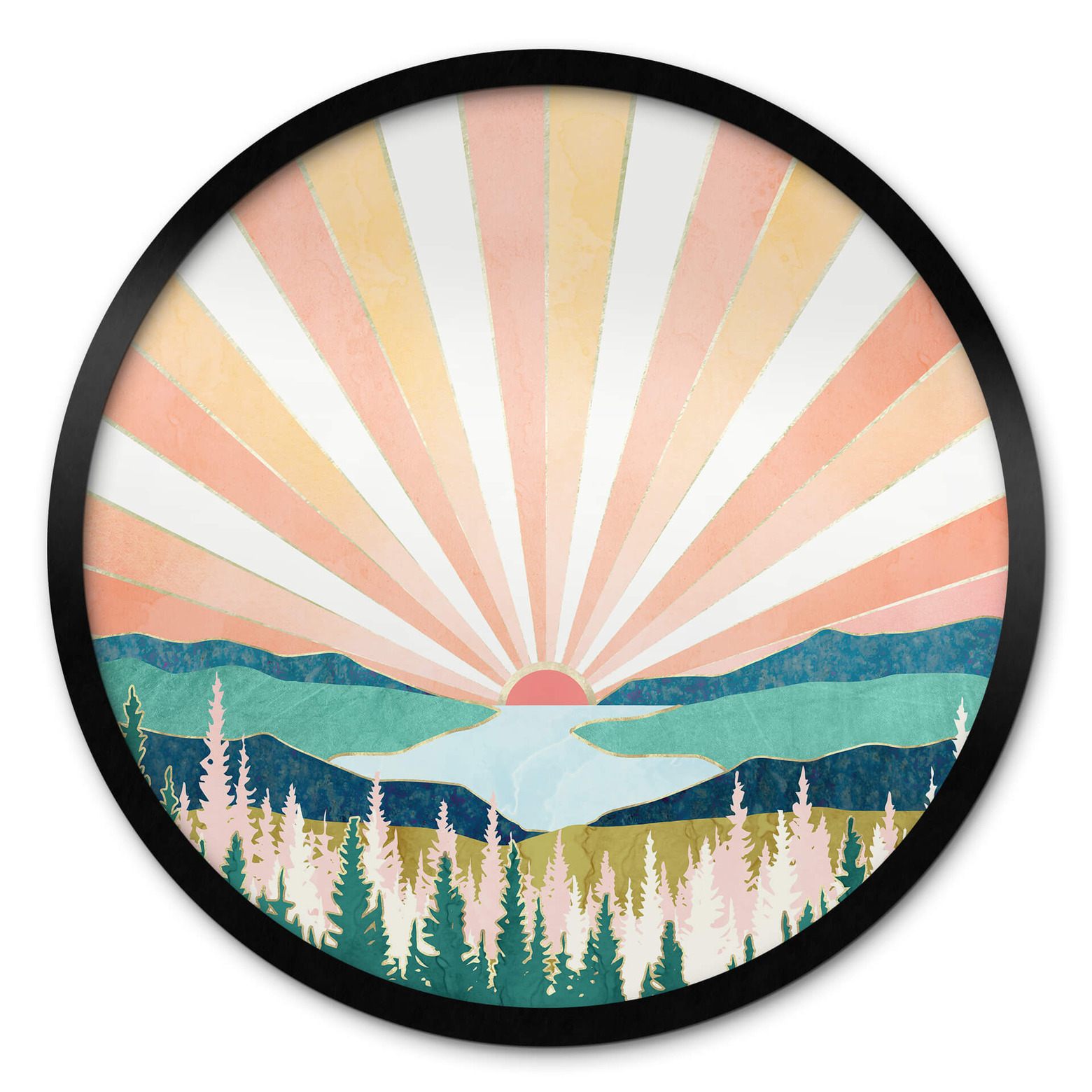 Poster SpaceFrog Designs - Retro Summer - Rund | wall-art.de