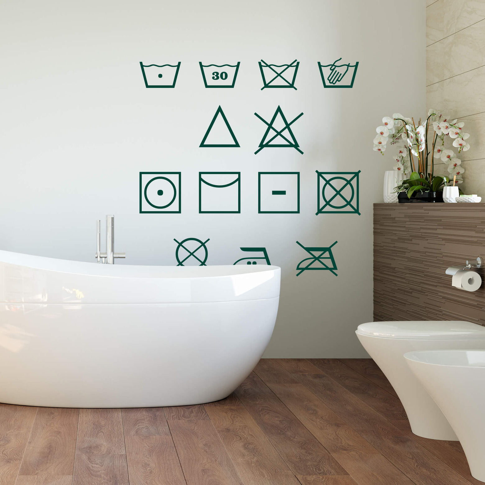 Wandtattoo Wäschezeichen Symbole | wall-art.de