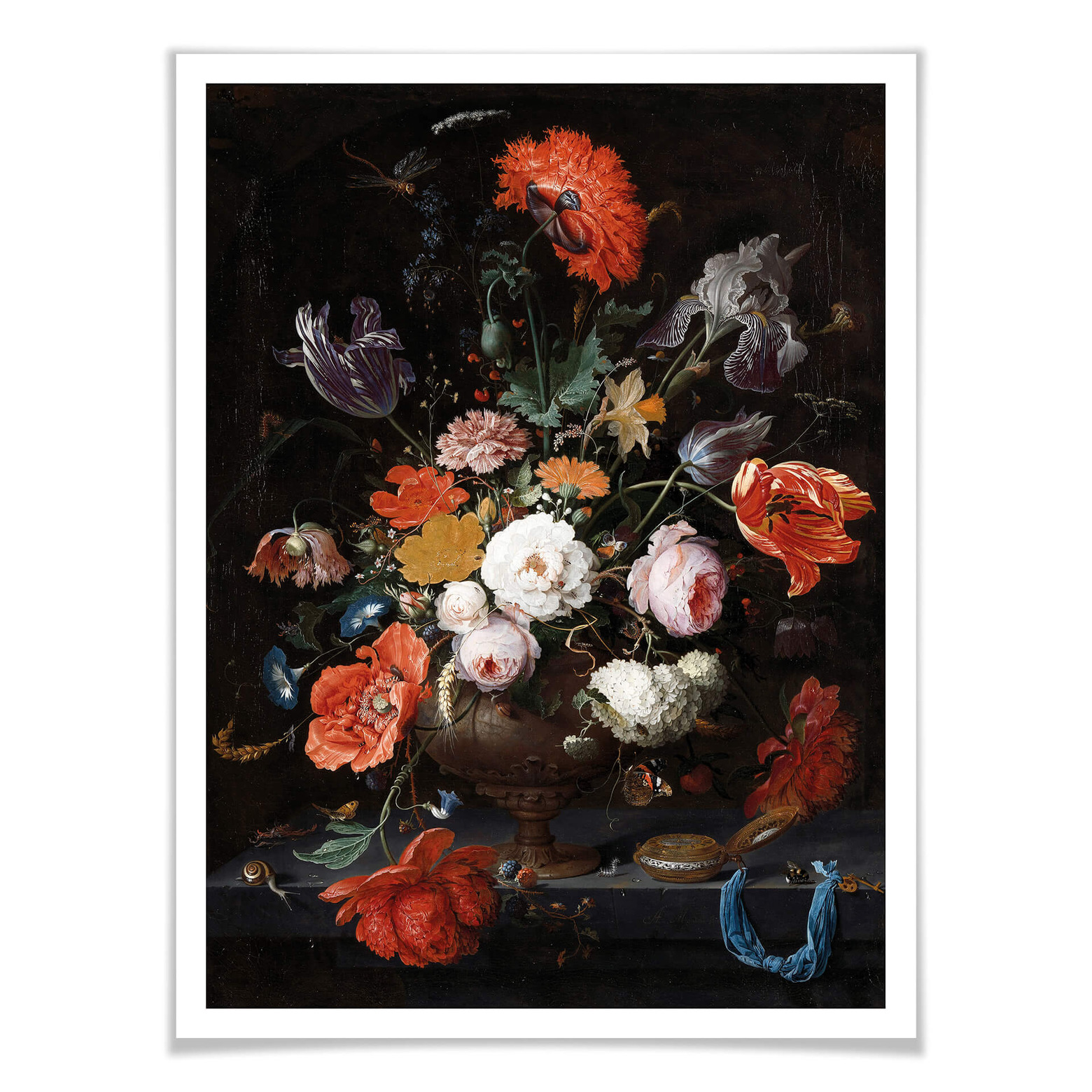 Poster Mignon - Stillleben mit Blumen und einer Uh | wall-art.de