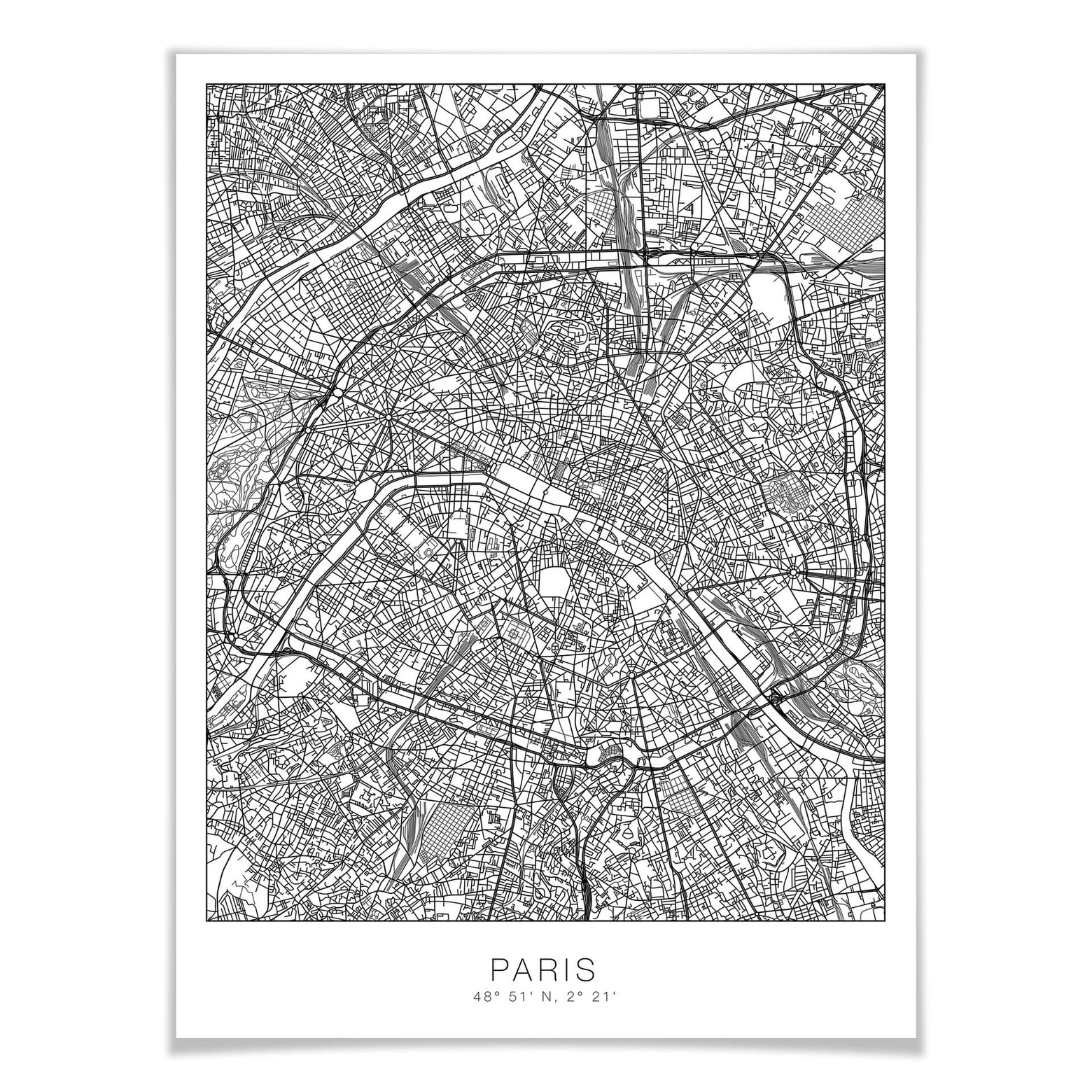 Poster Stadtplan Paris | wall-art.de