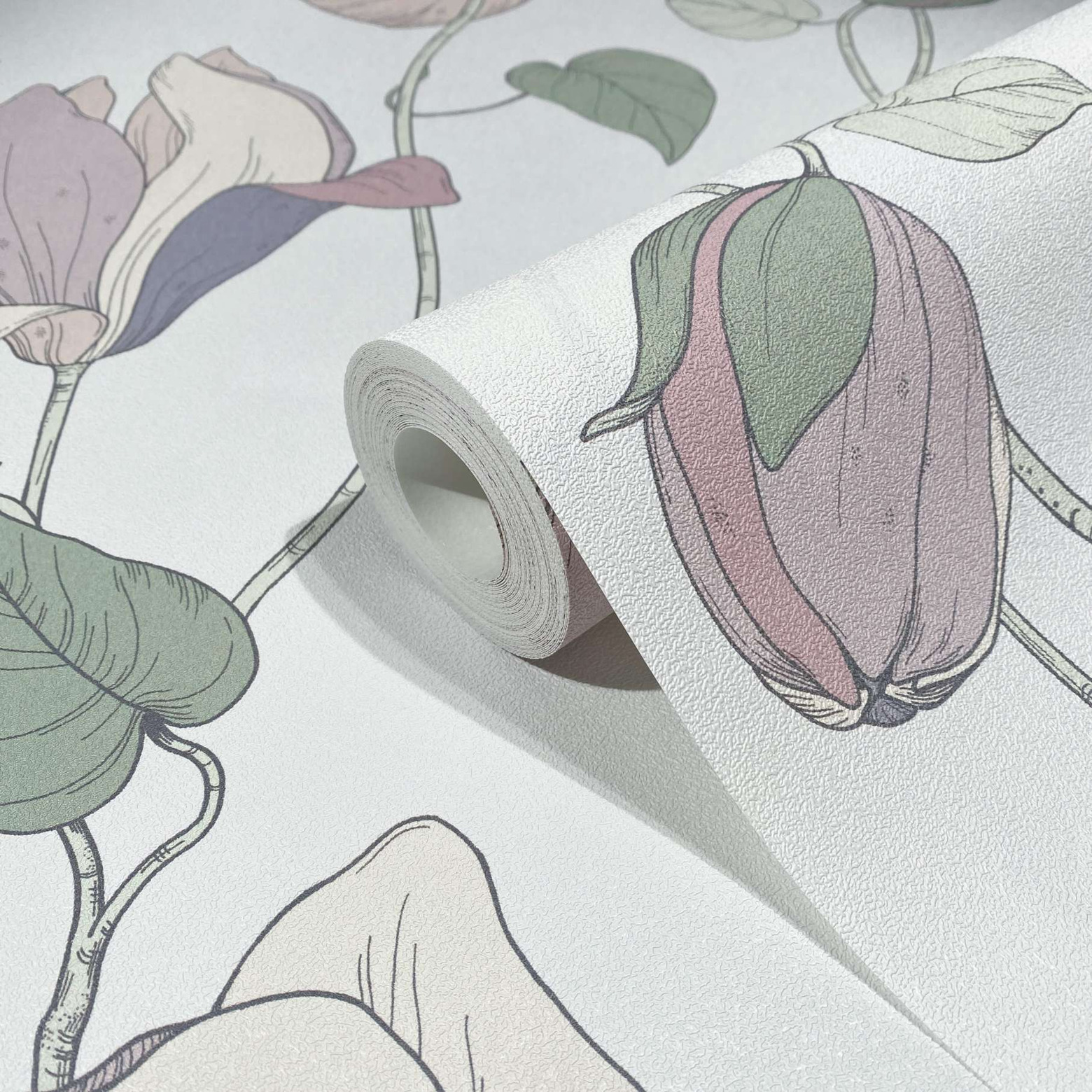 behang, vlies bloemen behang Flora wit, beige | wall-art.nl