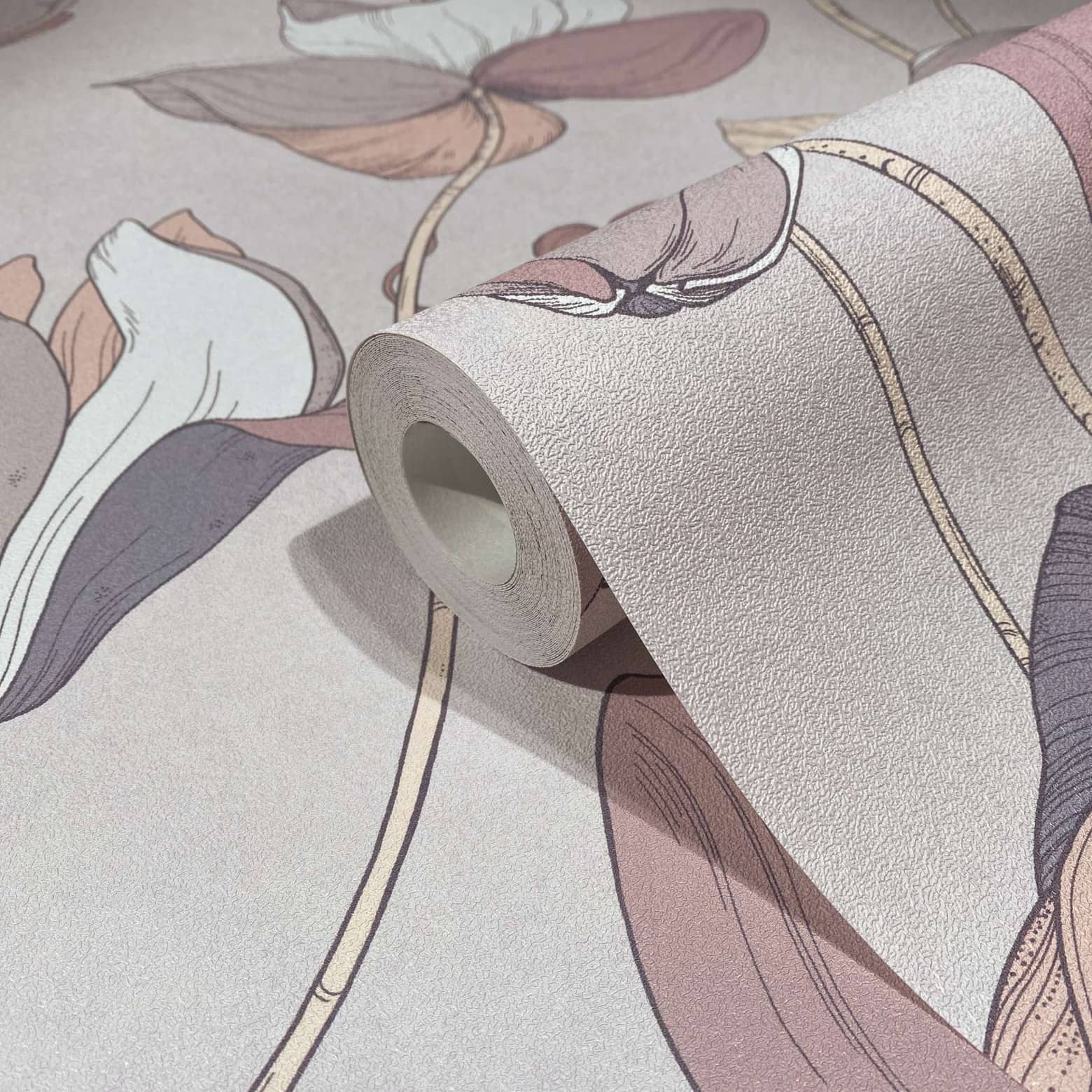 Papier peint à motifs, papier peint intissé à motifs floraux Flora gris ...