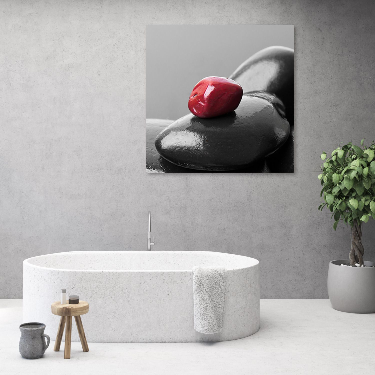 Tableau sur toile, Zen Spa pierre rouge | wall-art.fr