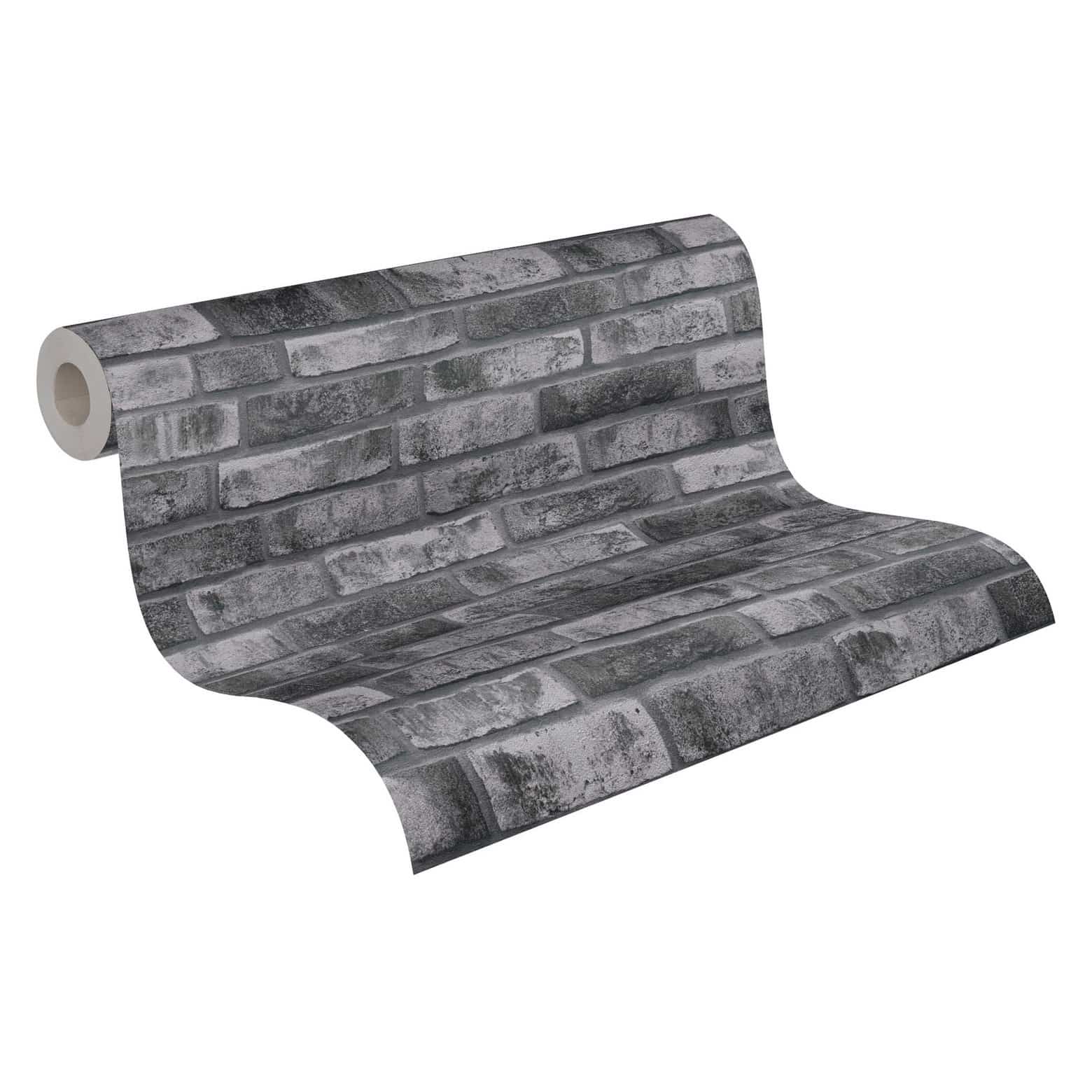 Vliesbehang steen optiek antraciet grijs - baksteen behang vliesbehang ...