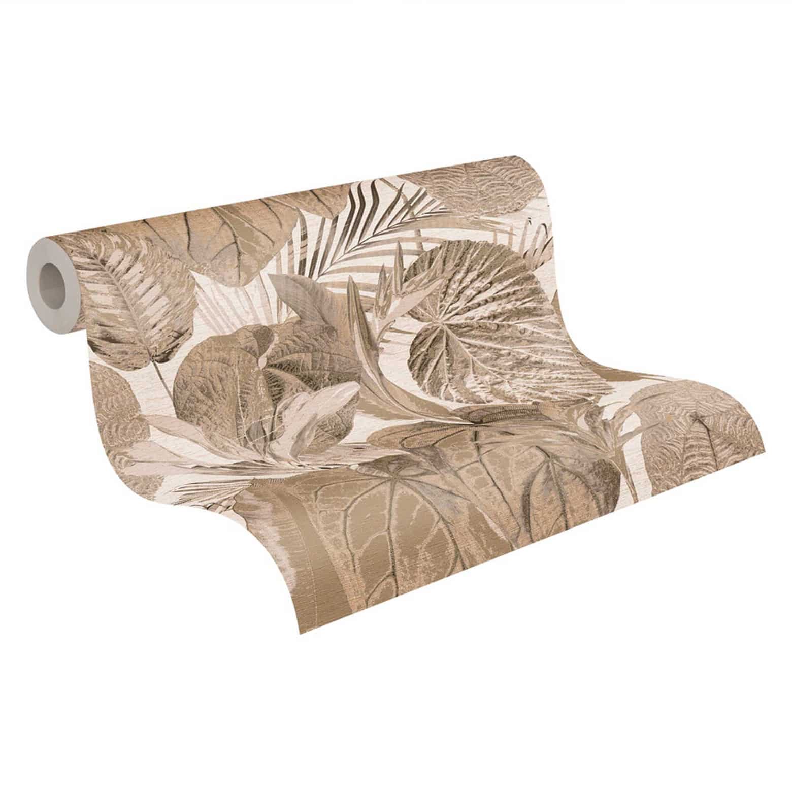 jungle tapet tone i tone beige - non-woven tapet blomstret med blade ...