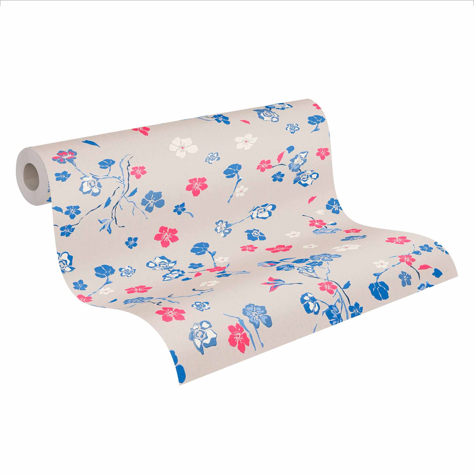 Blumentapete Beige Blau - Vliestapete Floral - Naturtapete Designer ...