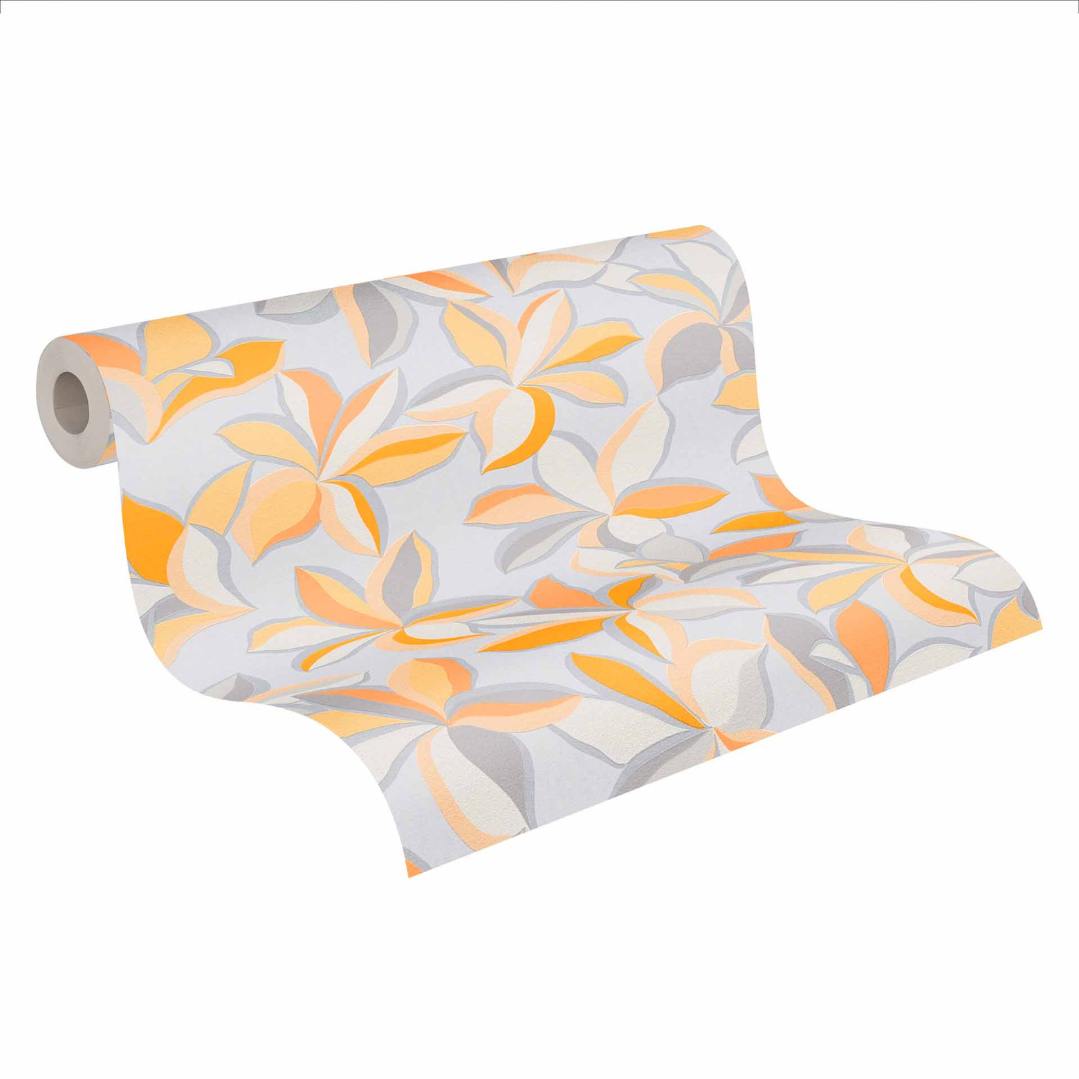 Blumentapete Orange Grau - Vliestapete Natur - Florale Tapete Designer ...