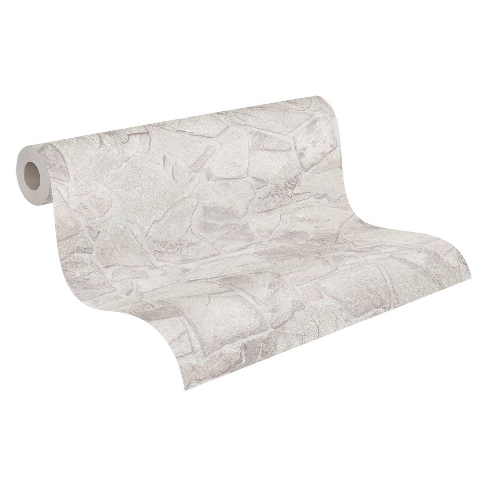 Sten tapet grå hvid - 3D sten effekt tapet - non-woven tapet stue ...