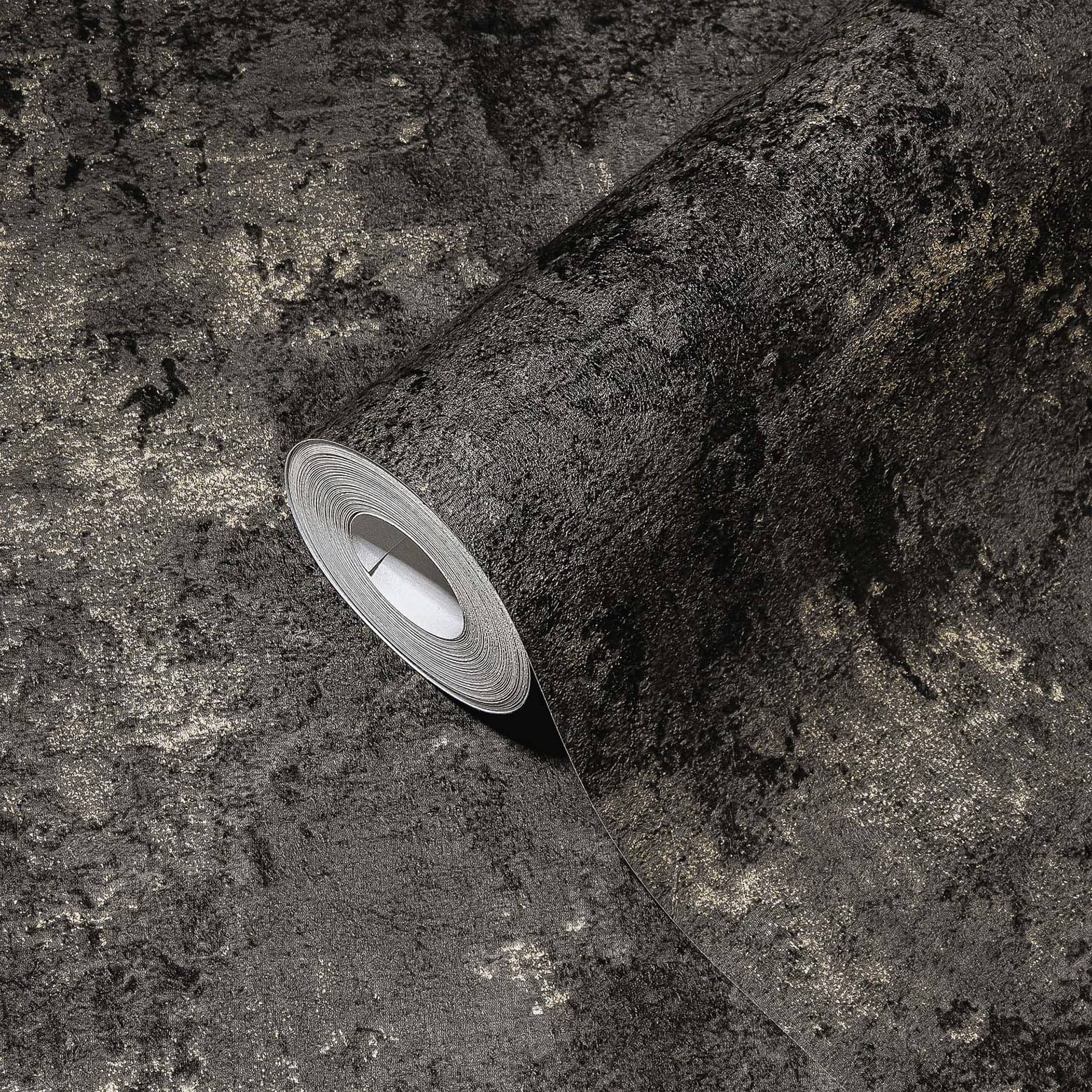 A.S. Création non-woven tapet BOS - sten look puds look sort, guld ...