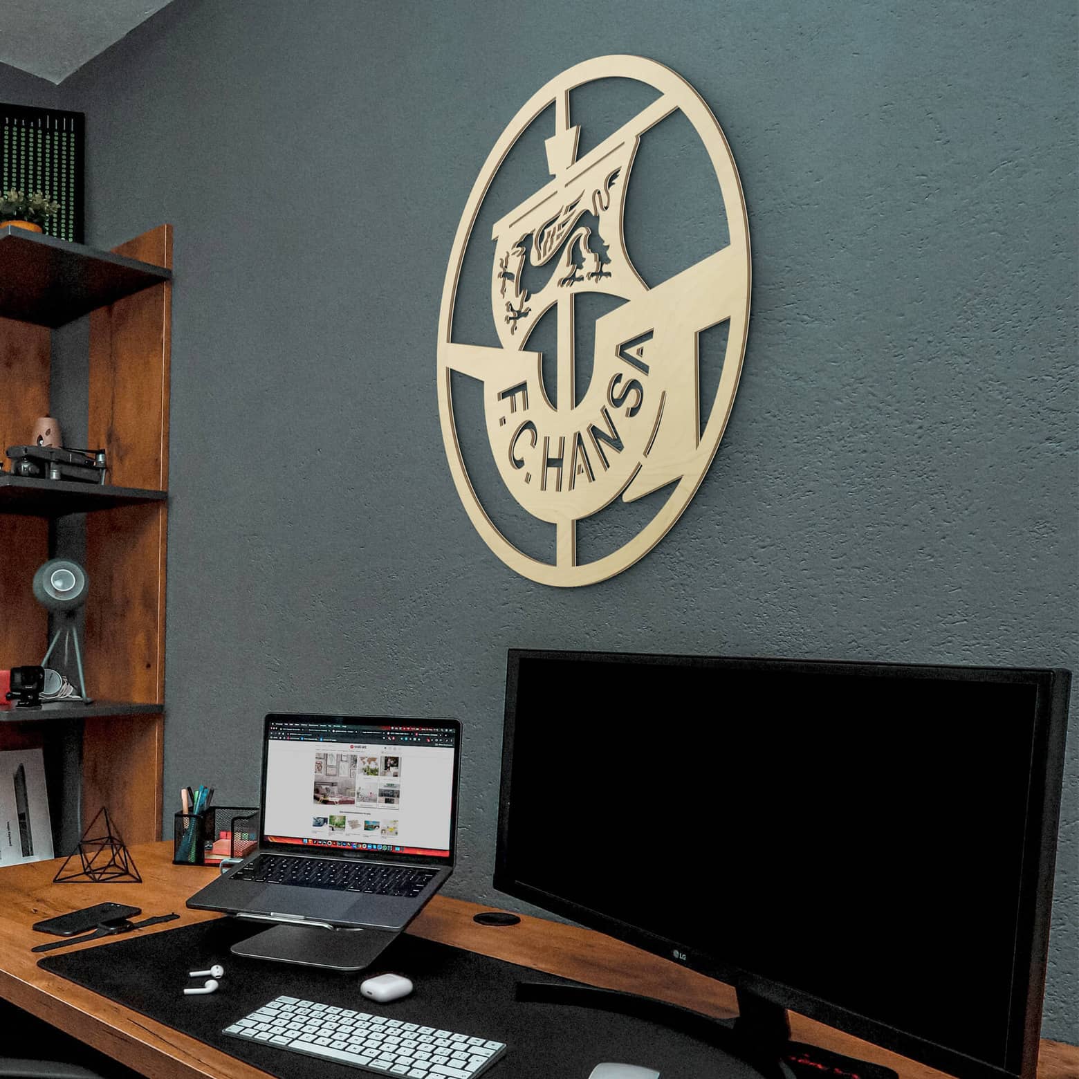 Holzdeko FC Hansa Rostock Logo - Pappelholz Rund Ø55 cm | wall-art.de