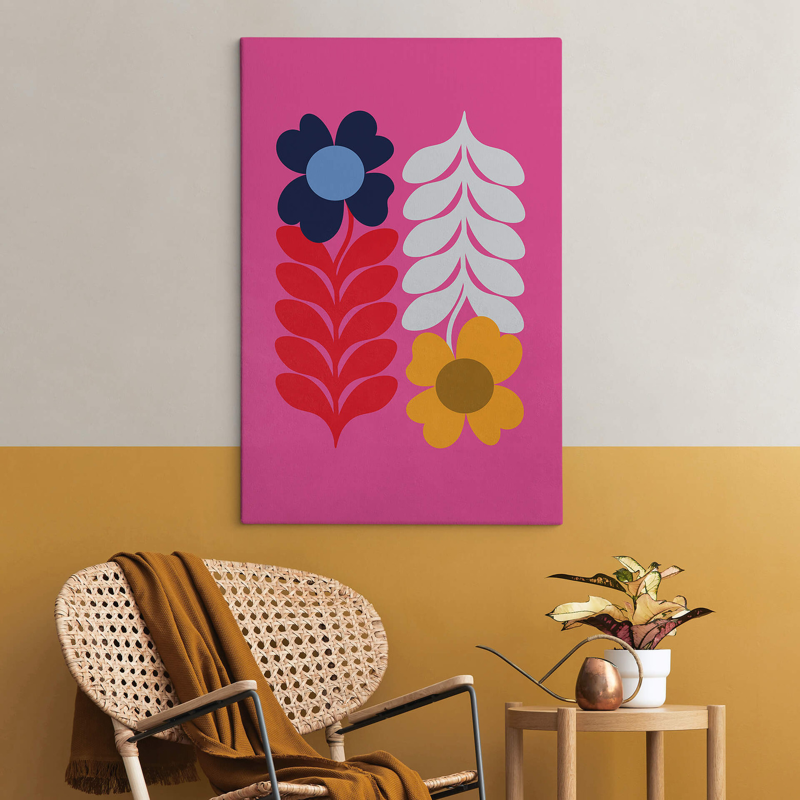 Canvas Collett - Retro Flowers | wall-art.dk
